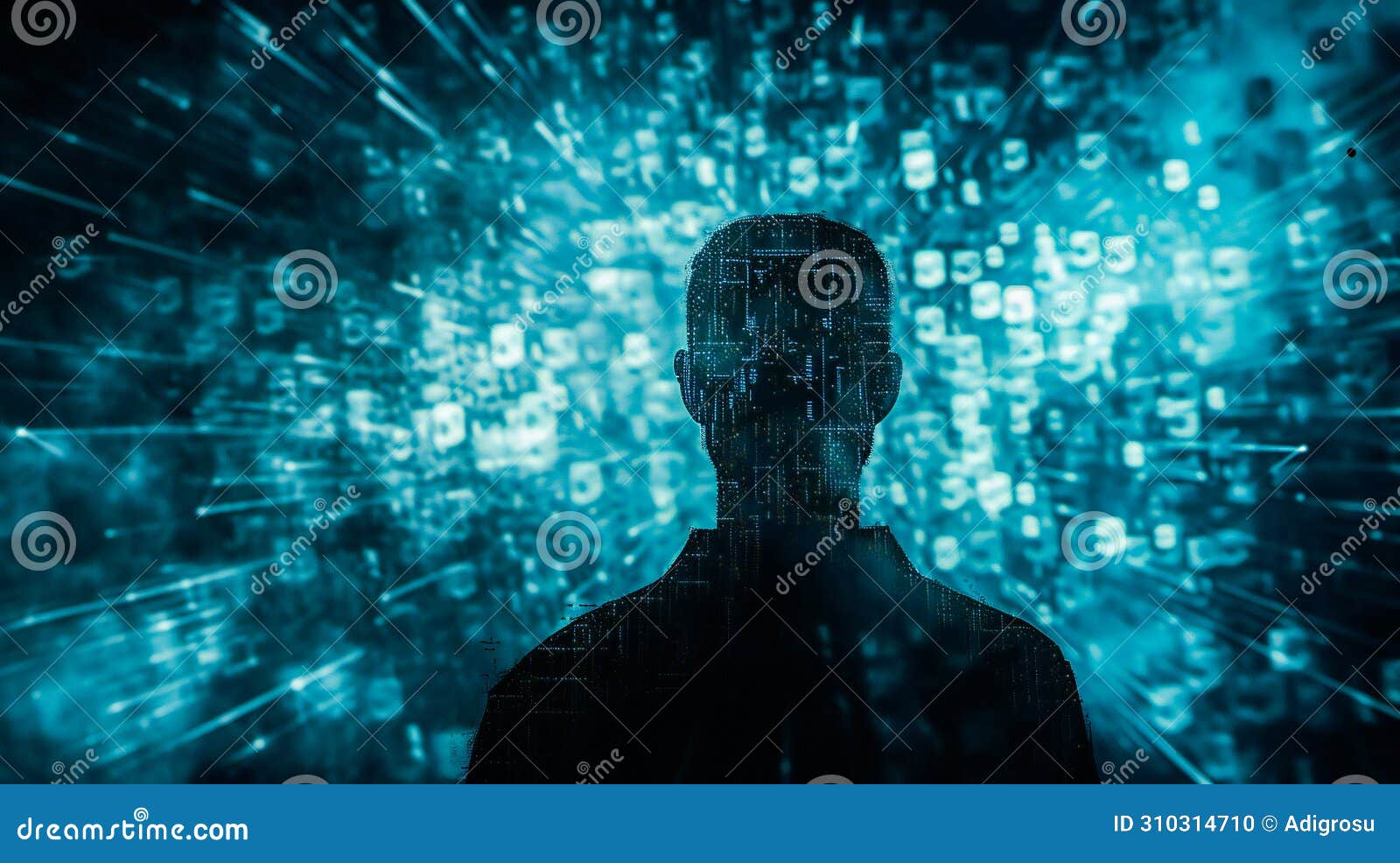 Human Facing Cyber Attack. Computer Security Concept Stock Illustration ...