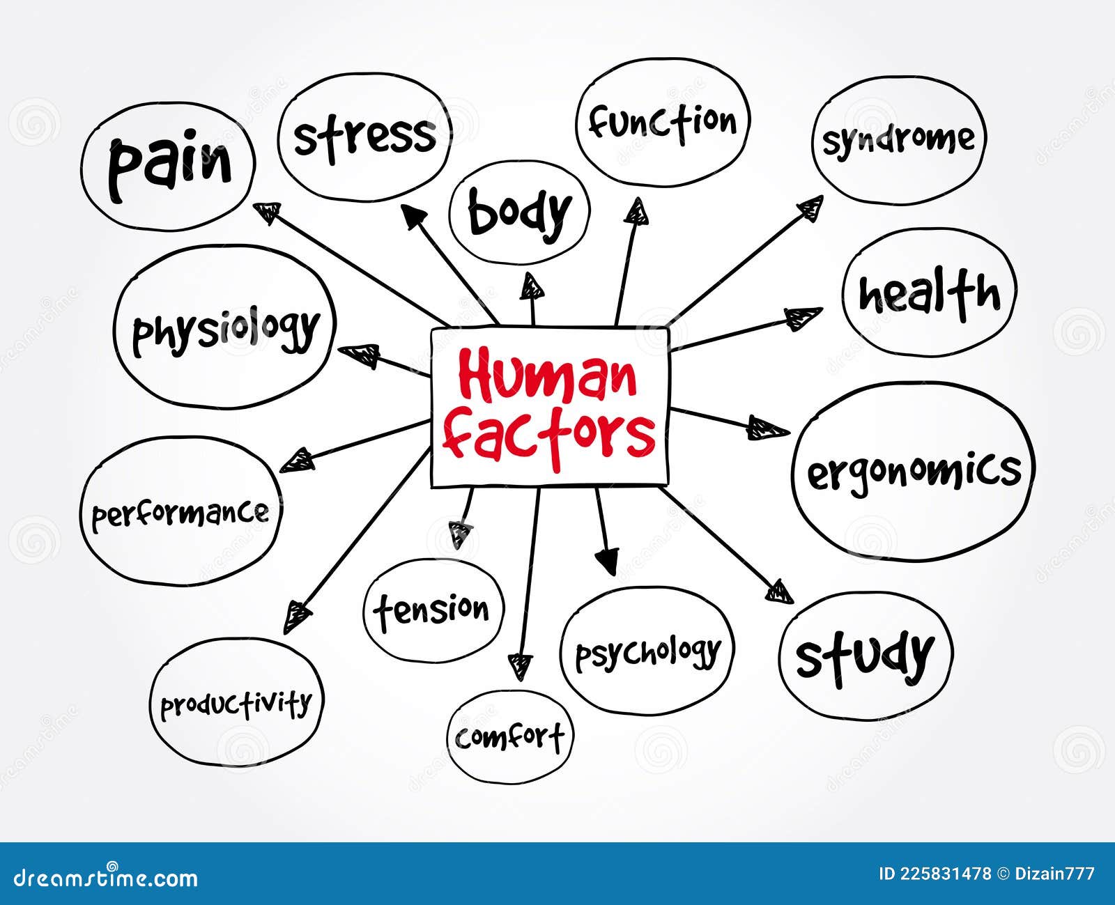 Human Factors Mind Map, Concept For Presentations And Reports Royalty ...