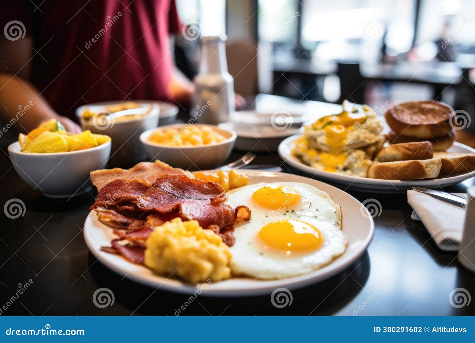Human in a Fast Food Restaurant Eating Breakfast Stock Photo - Image of ...