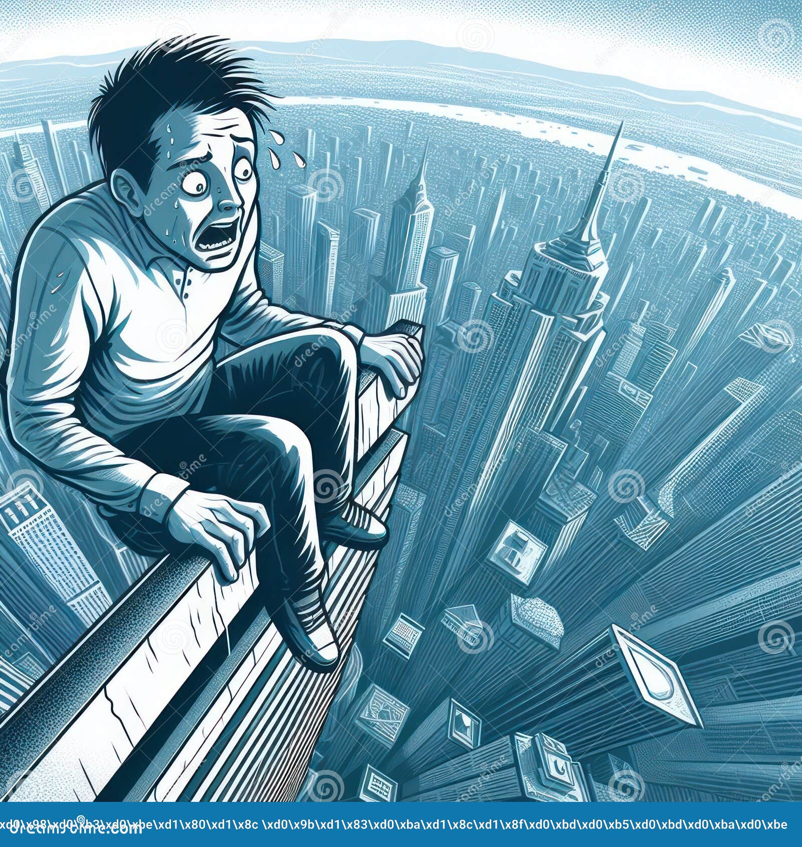 Human Fear of Heights Concept Stock Illustration - Illustration of ...