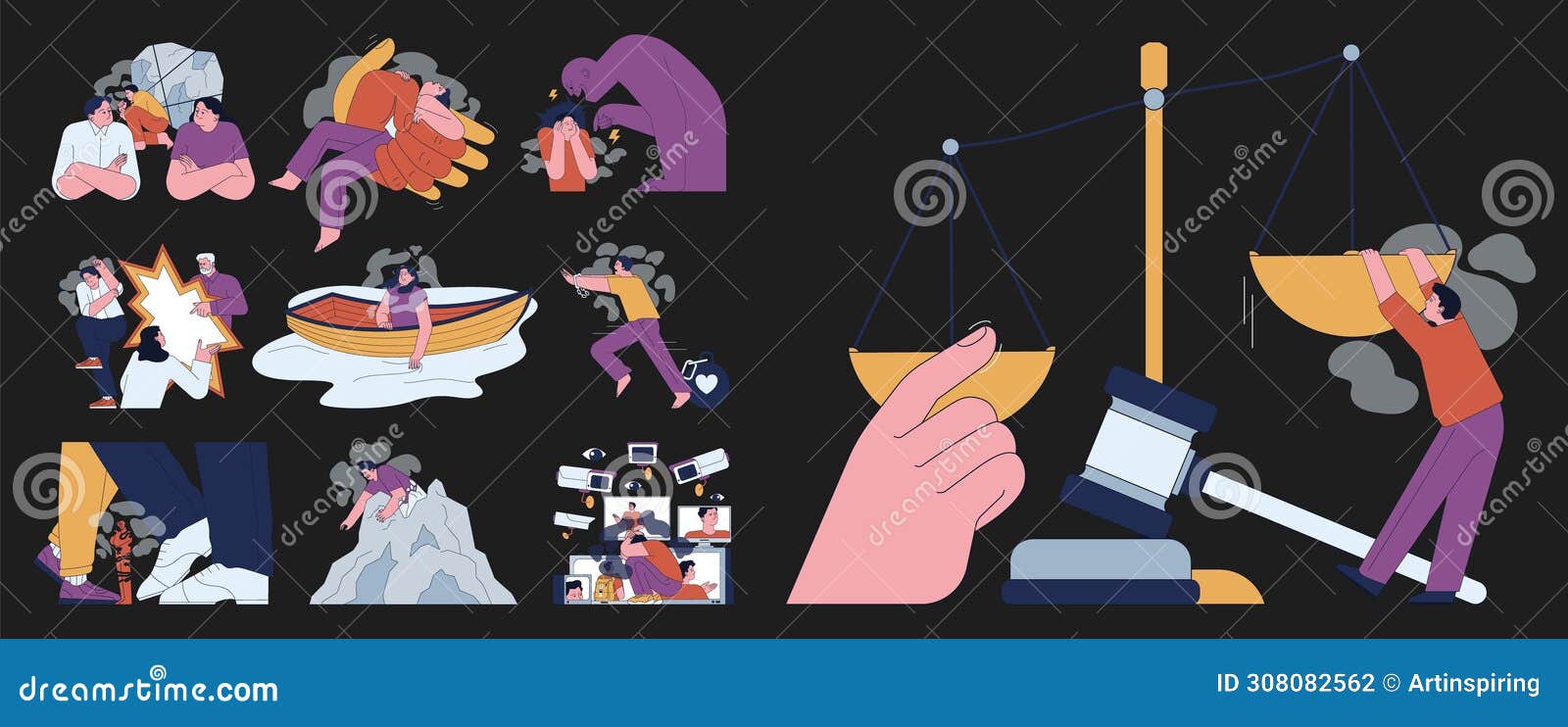 Human Fears Set. Scared Characters Confronting Personal Inadequacies ...