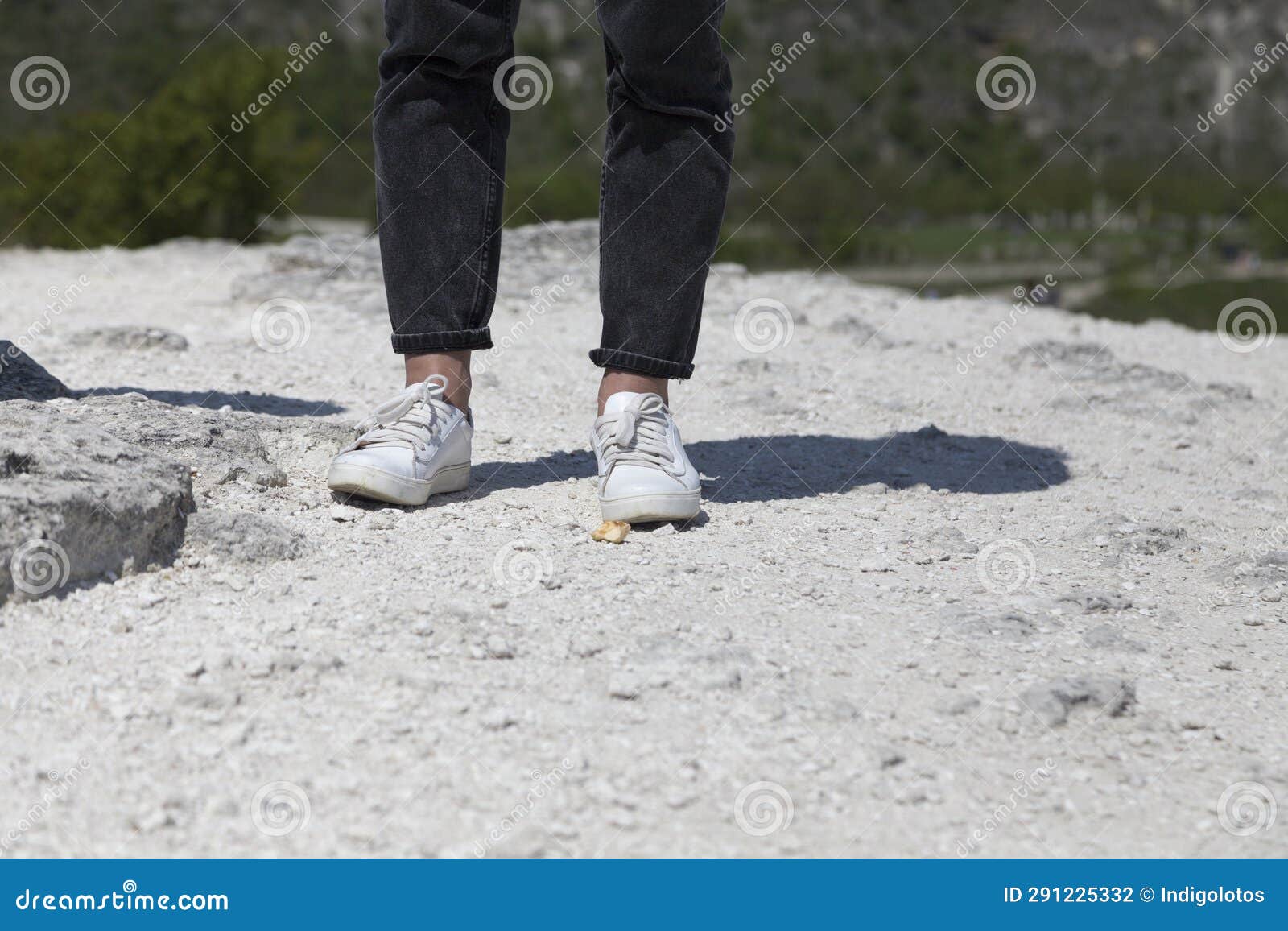 Human Feet in Shoes on a Stone Surface Stock Photo - Image of outdoor ...
