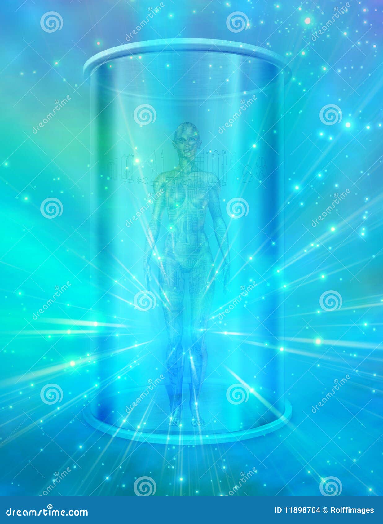 Human Female Figure in Container Stock Illustration - Illustration of ...