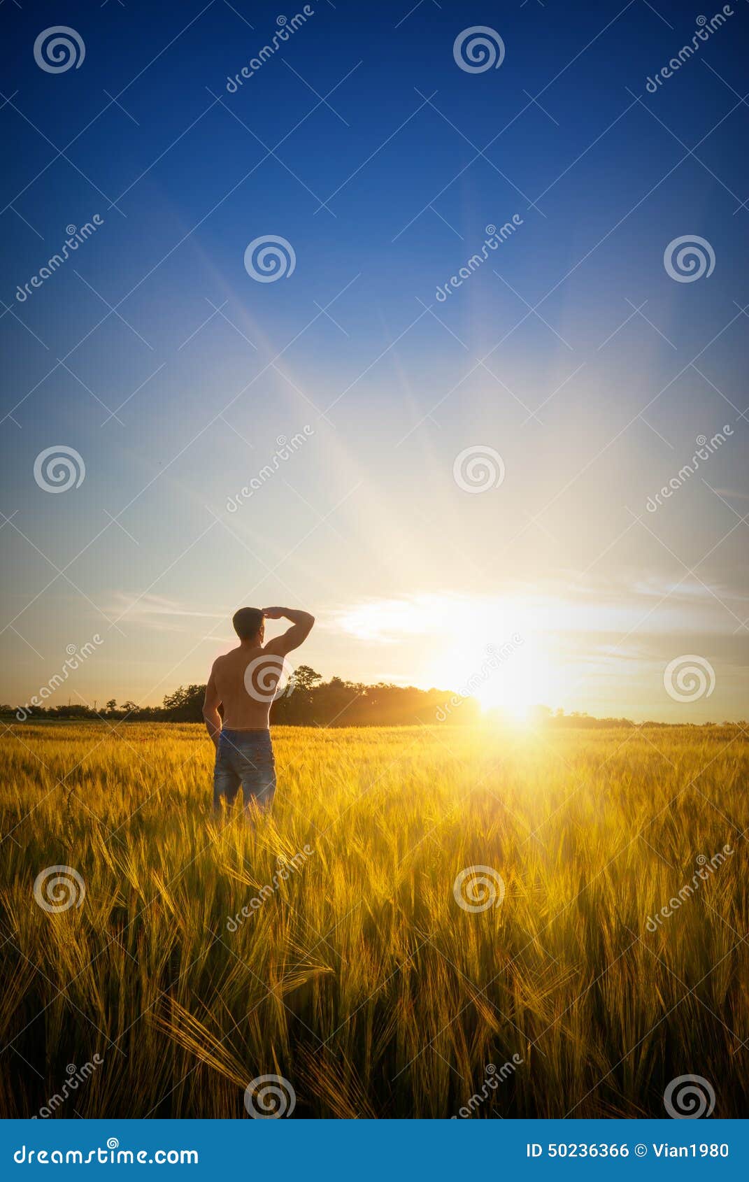 Human in field stock photo. Image of blue, nature, rising - 50236366