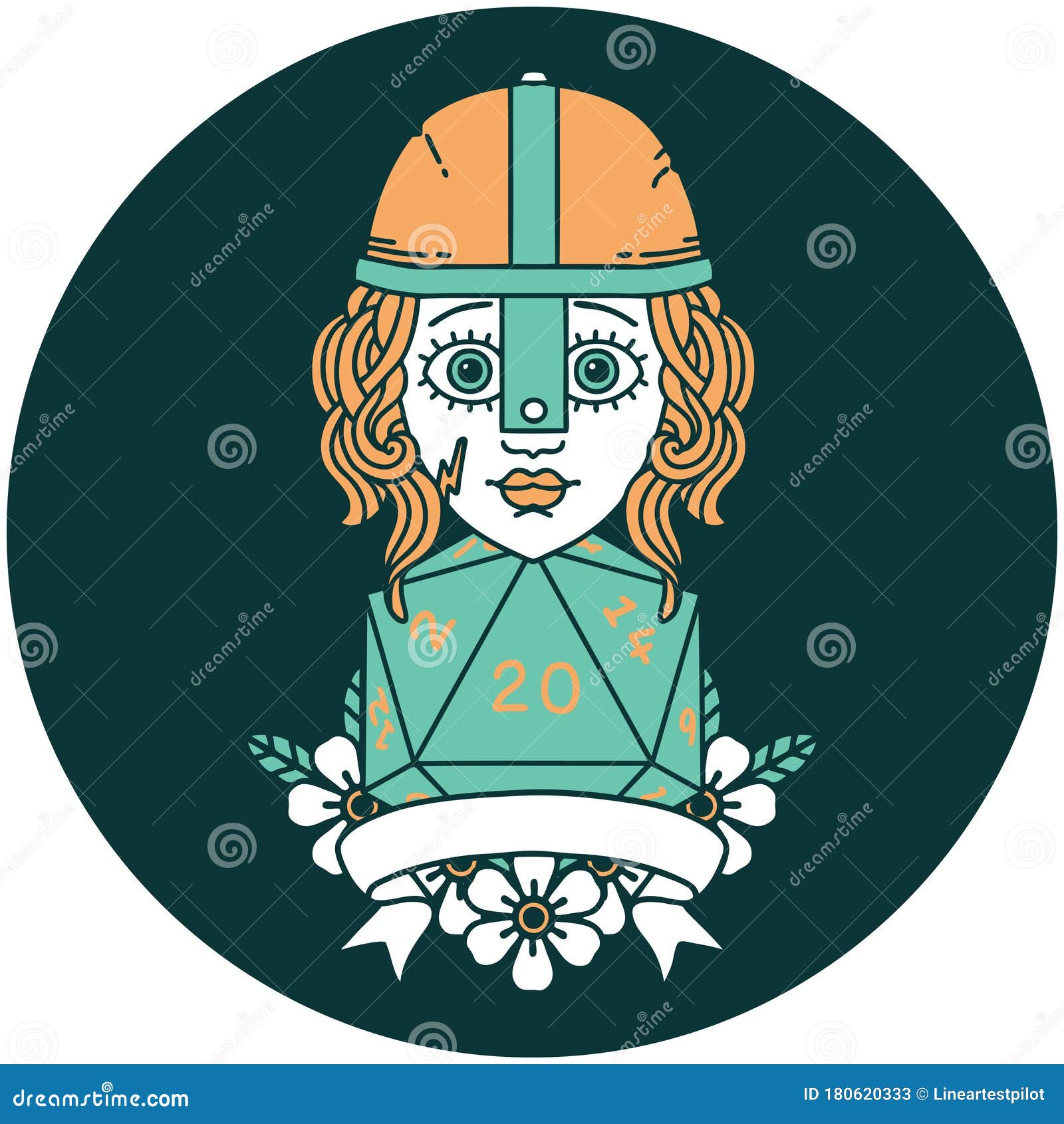 Human Fighter with Natural 20 D20 Roll Icon Stock Vector - Illustration ...