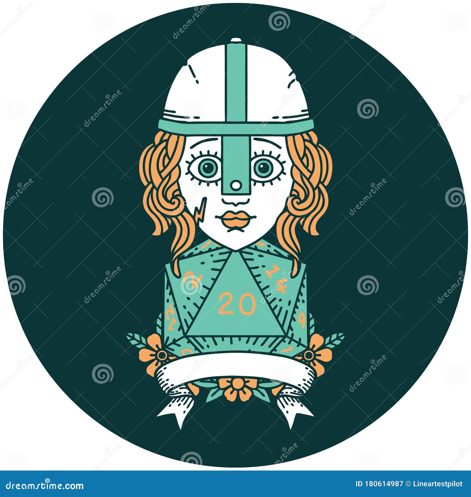 Human Fighter with Natural 20 Roll Icon Stock Vector - Illustration of ...