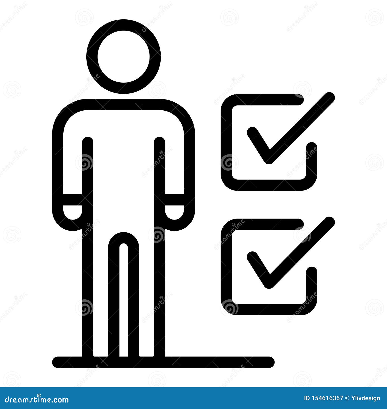 Human Figure and Checkboxes Icon, Outline Style Stock Vector ... Human Figure and Checkboxes Icon, Outline Style Stock Vector ...