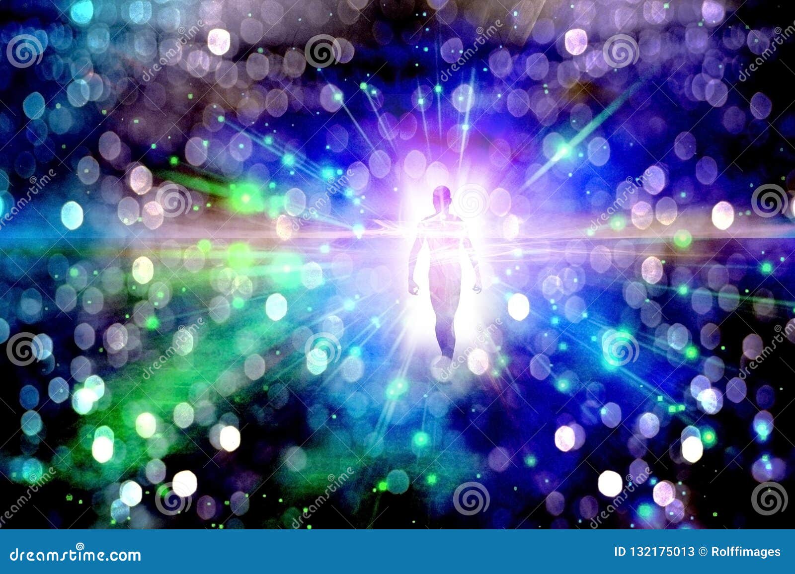 Human Figure Comes in Bright Light Stock Illustration - Illustration of ...