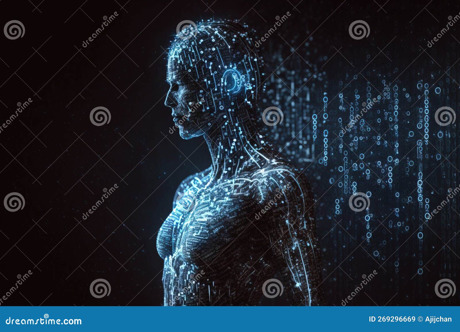 A Human Figure is Created Using Digital Codes. Concept of Artificial ...