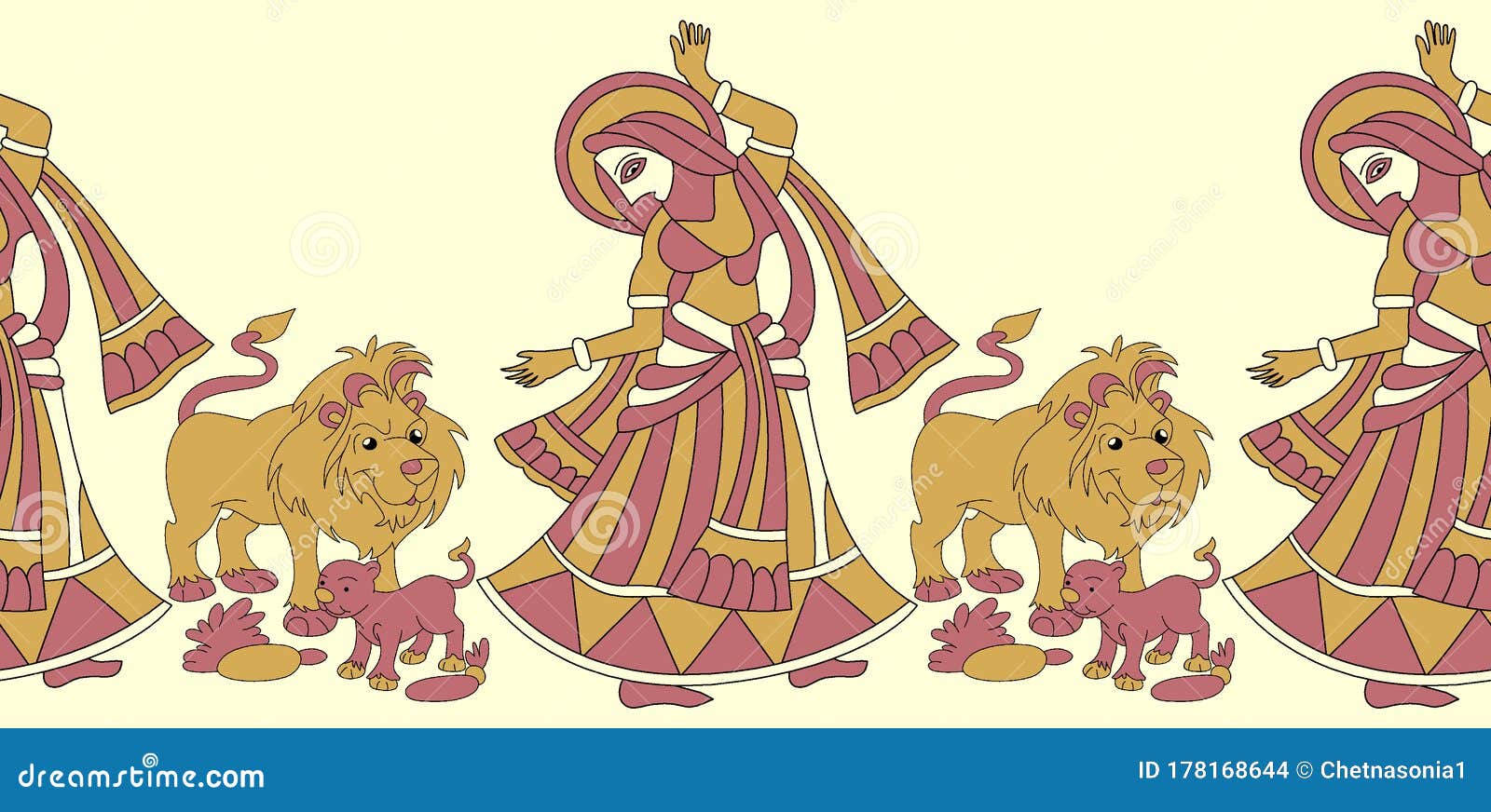 Human Figure Embroidery Design Border Background Stock Illustration ...