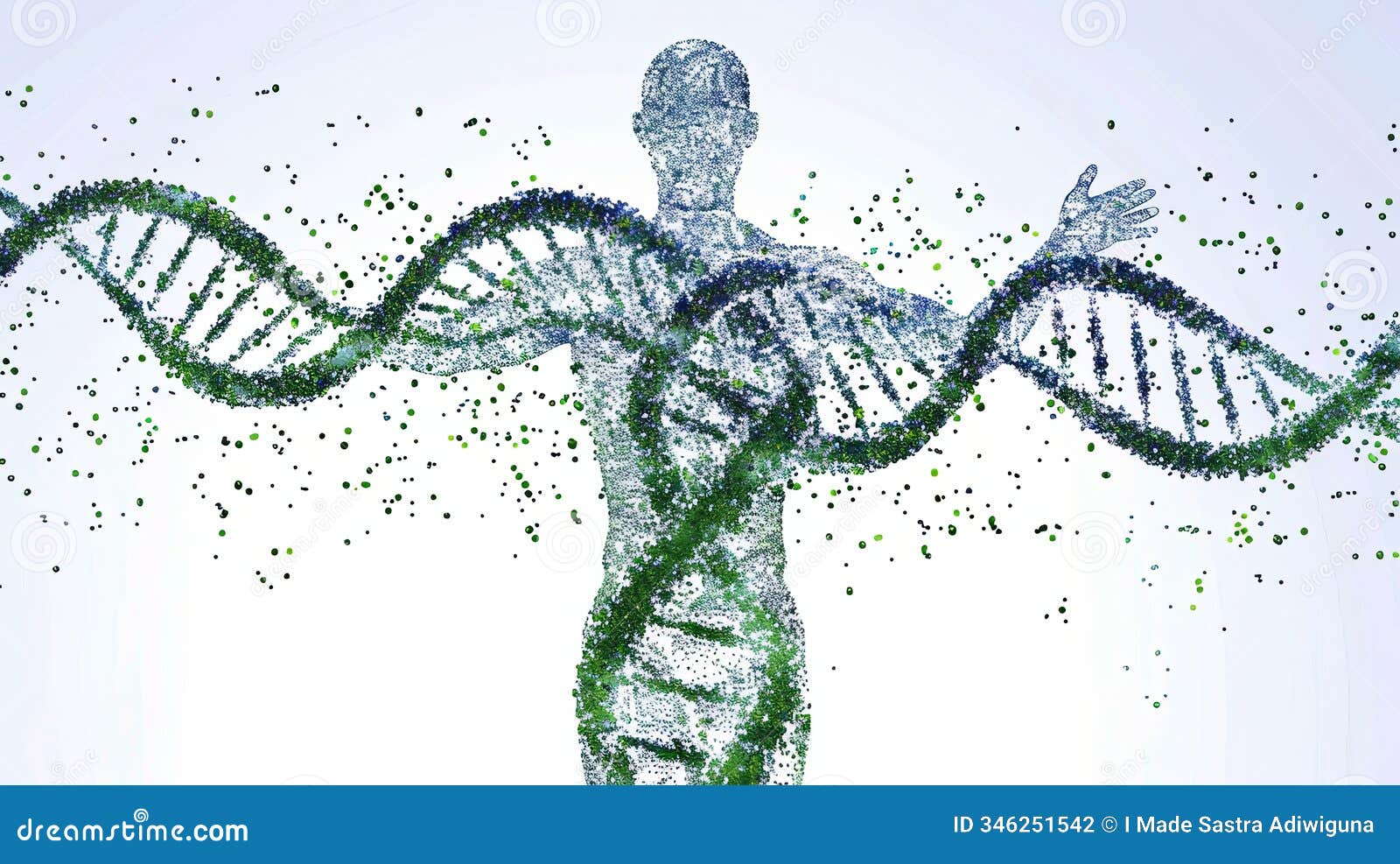 A Human Figure is Formed from DNA Strands on a White Background Stock ...