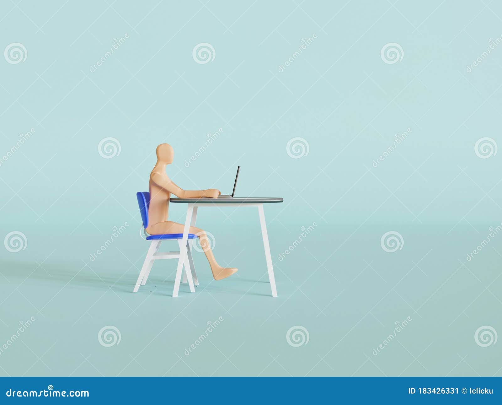 Human Figure Imitating a Person Working or Studying with a Computer in ...