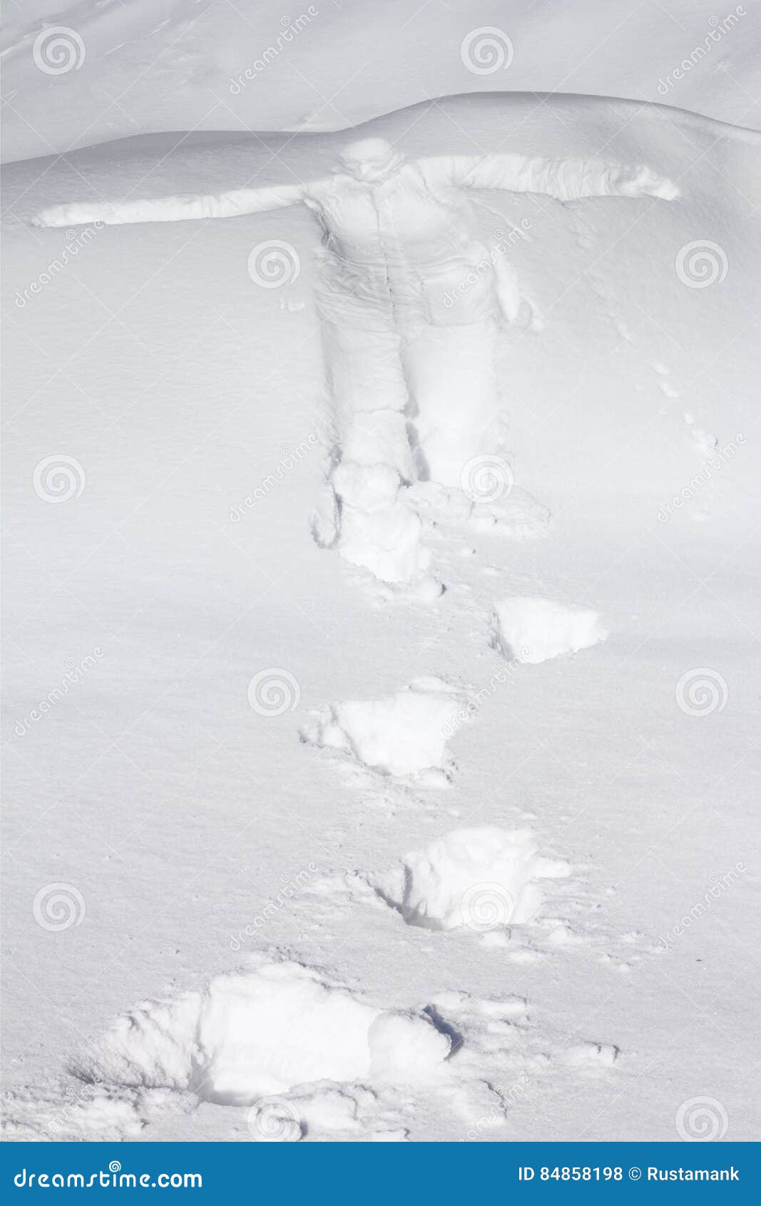Human Figure Imprinted in the Snow Stock Photo - Image of body ...