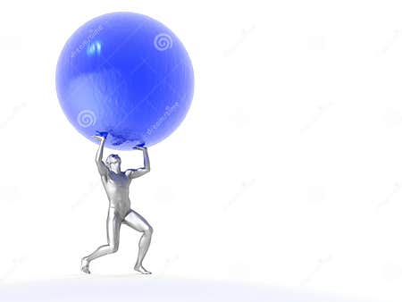 Human figure lifting globe stock illustration. Illustration of ...