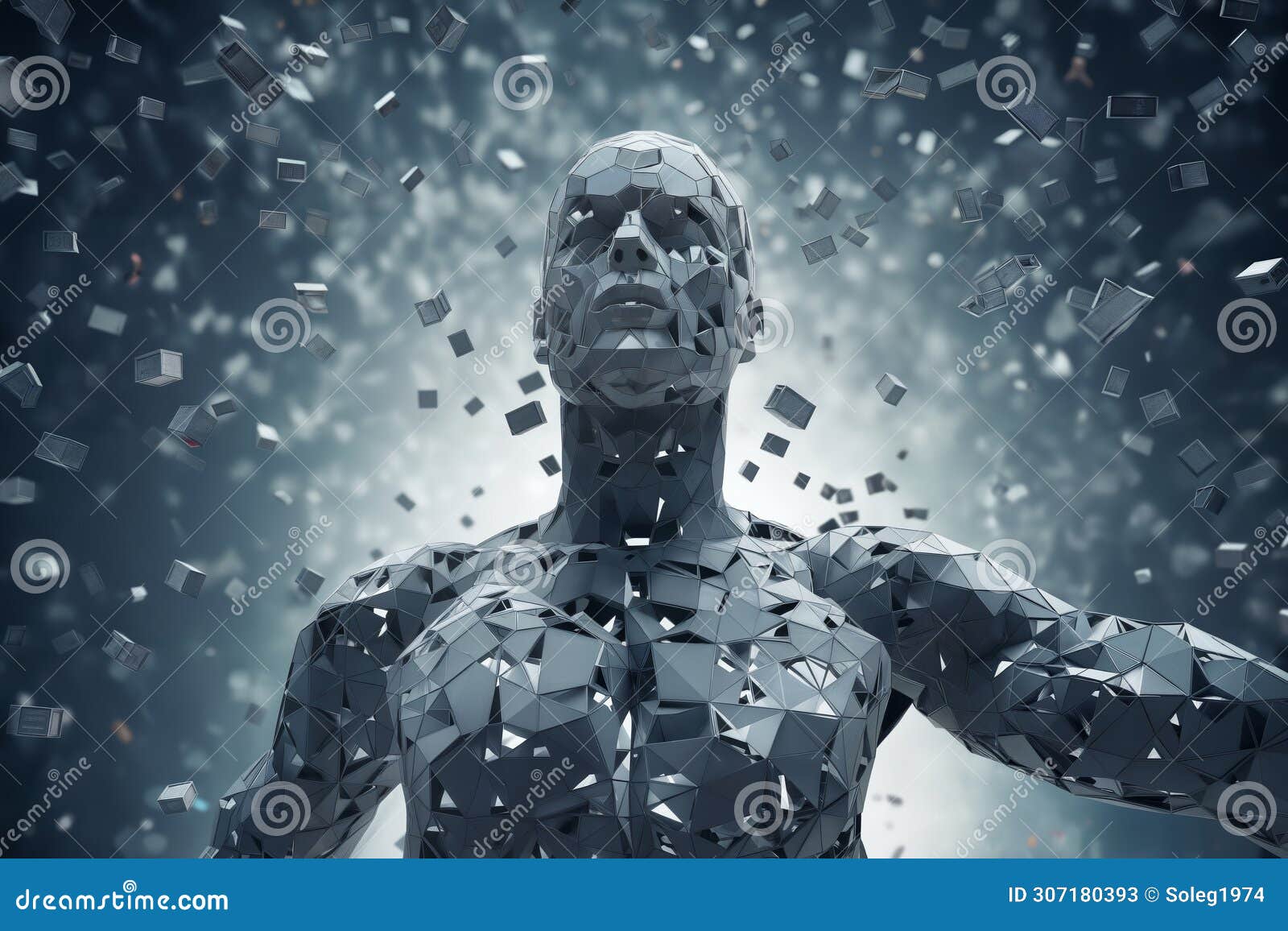 A Human Figure Made of Squares and Cubes, Standing in Front of a ...