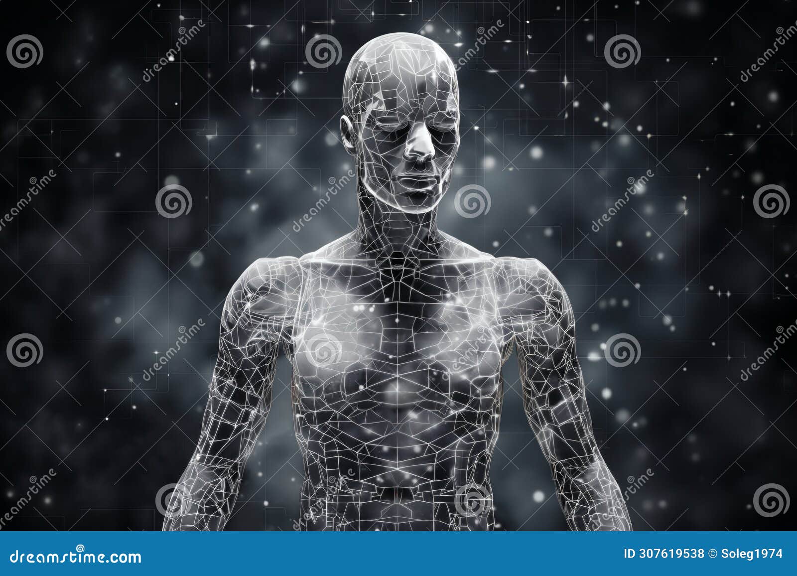 A Human Figure Made of Squares and Cubes, Standing in Front of a ...