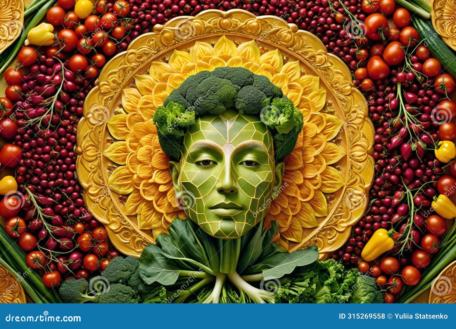 A Human Figure Made of Vegetables Lies Stock Illustration ...
