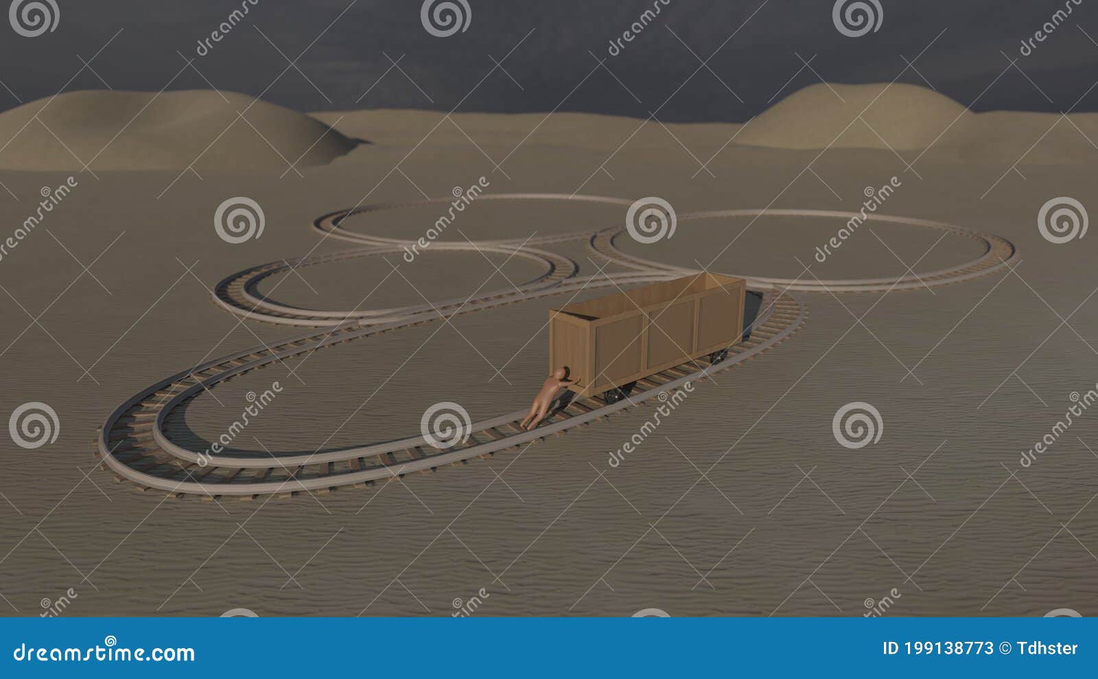 A Human Figure Moving Heavy Struggles in Circle Way. No Exit. 3d ...