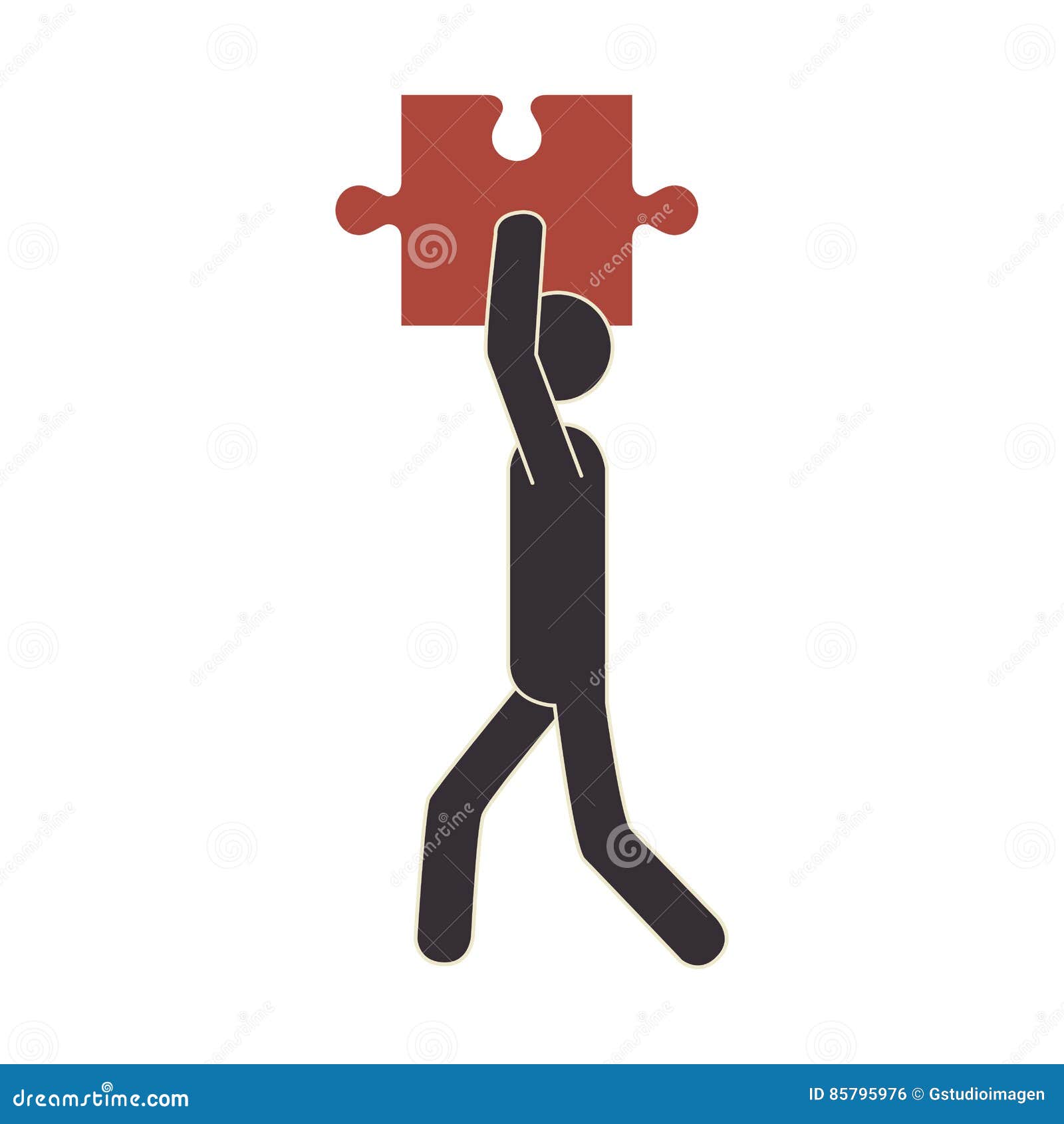 Human Figure with Puzzle Game Piece Isolated Icon Stock Vector ...