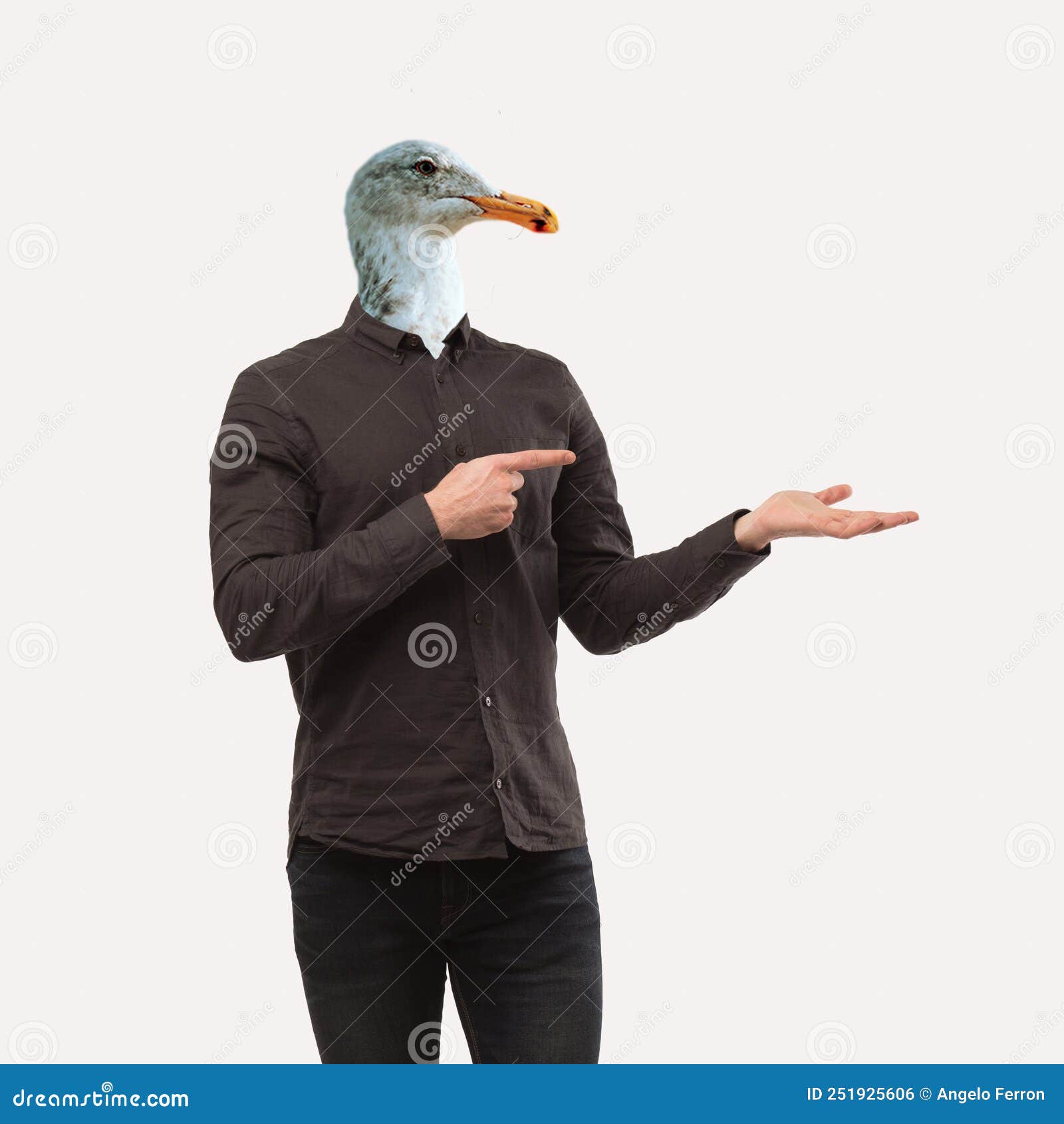 Human Figure with Seagull Head Hand Gestures- Stock Photo - Image of ...