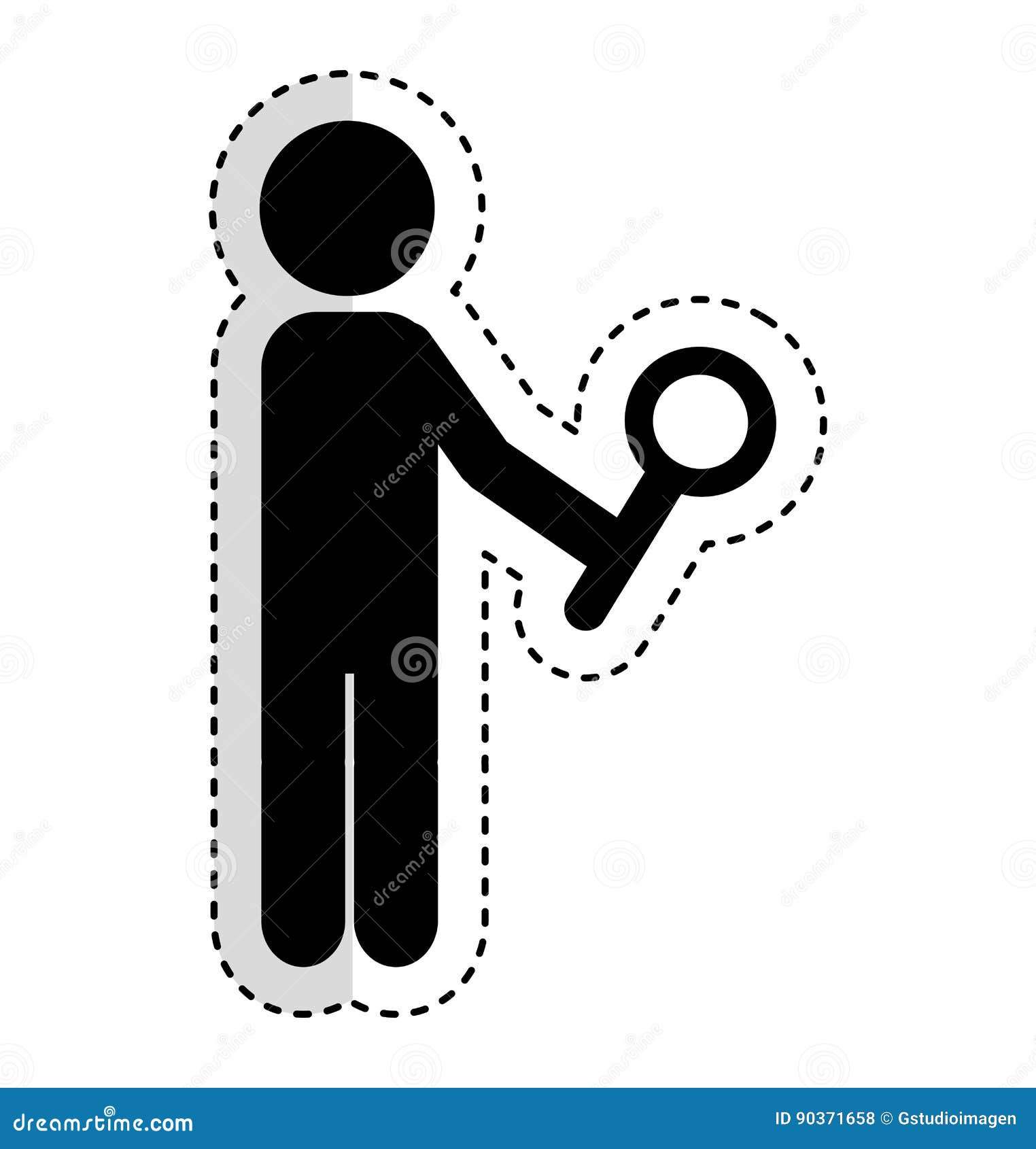 Human Figure with Search Magnifying Glass Icon Stock Vector ...