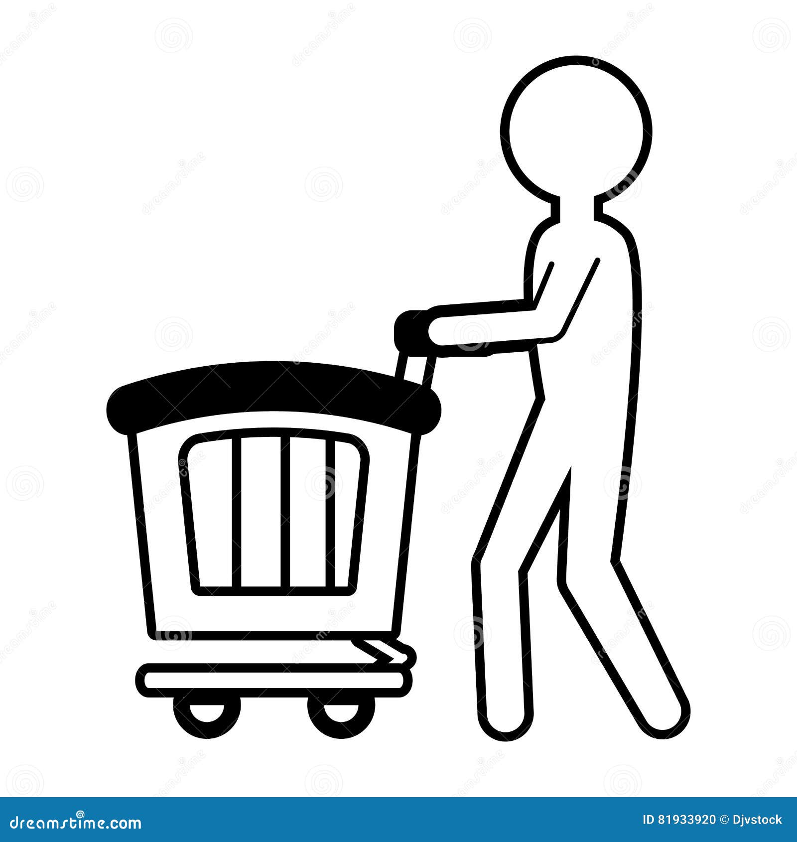 Human Figure with Shopping Cart Stock Vector - Illustration of fashion ...