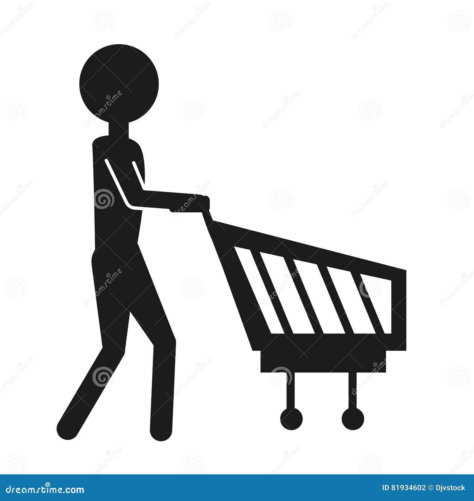 Human Figure with Shopping Cart Stock Vector - Illustration of shopping ...