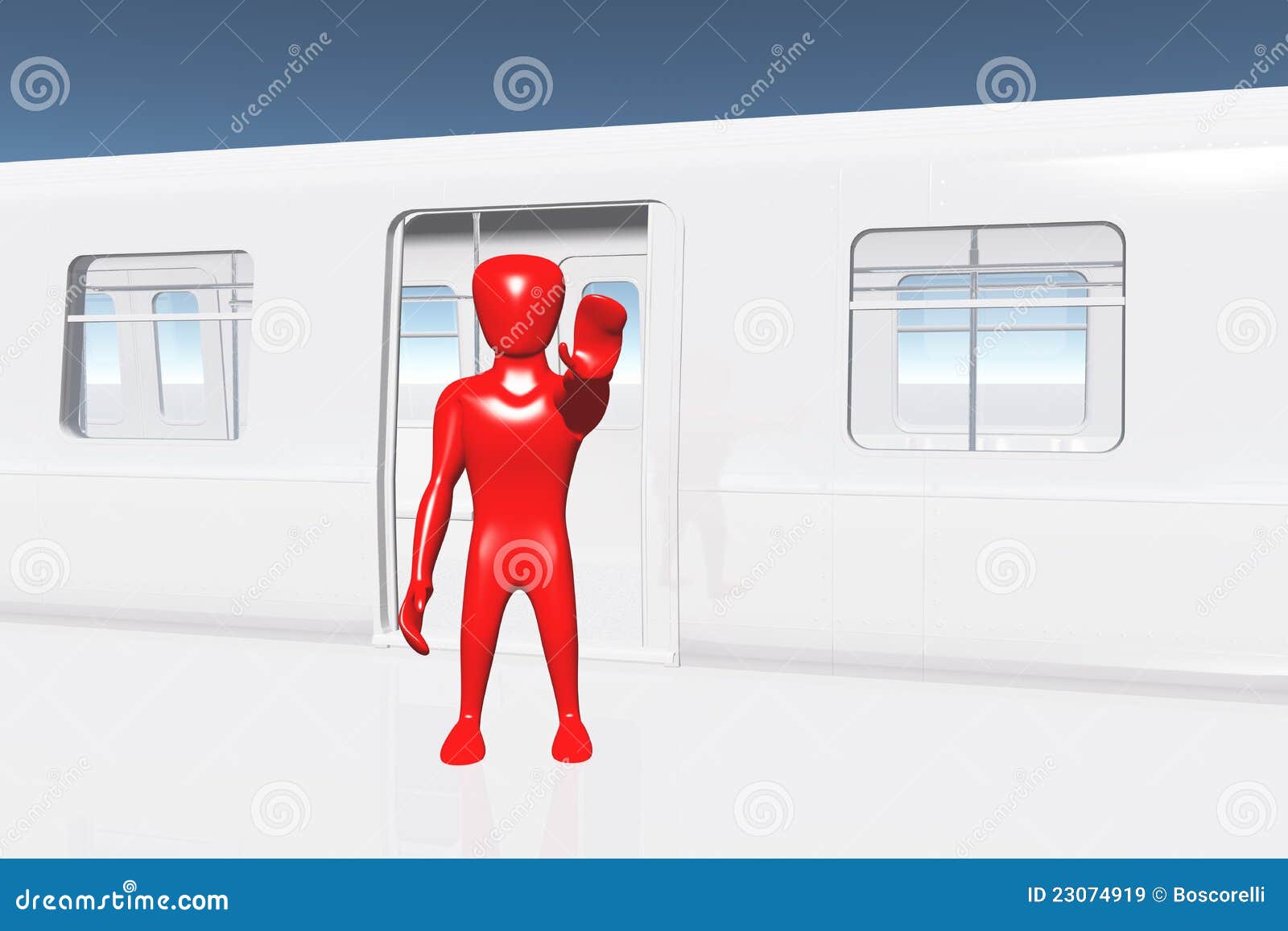 Human Figure Showing Stop Getting On Train 3D Royalty-Free Stock ...