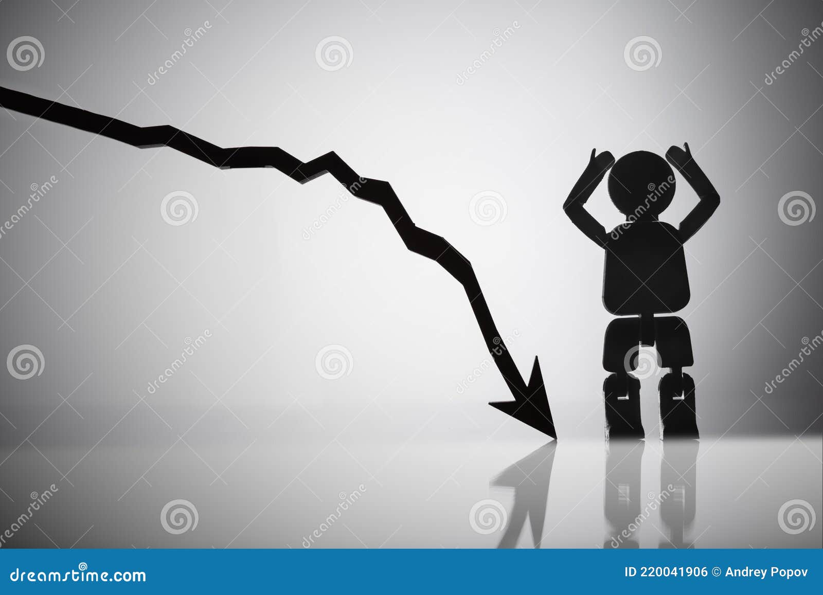 Human Figure Standing Besides Arrow Moving in Downward Direction Stock ...