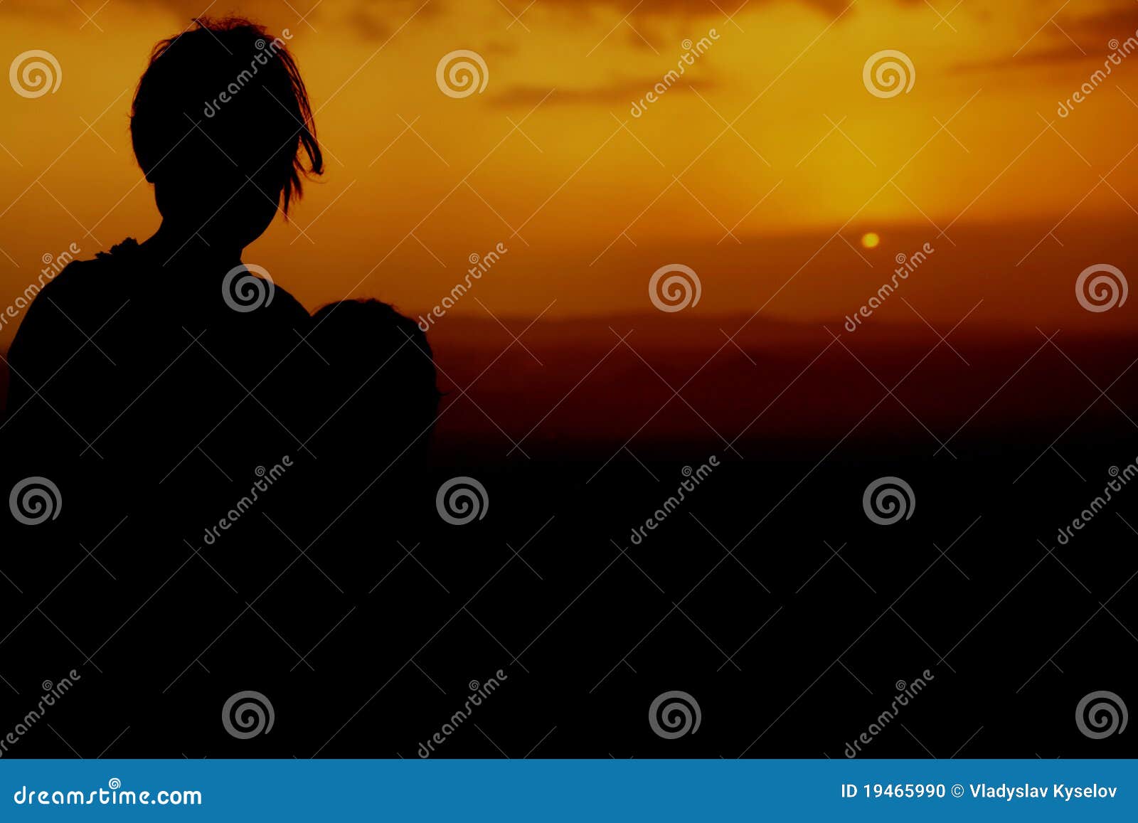 Contrast Siluet Of Human Figure On Sunset Stock Photo - Image of land ...