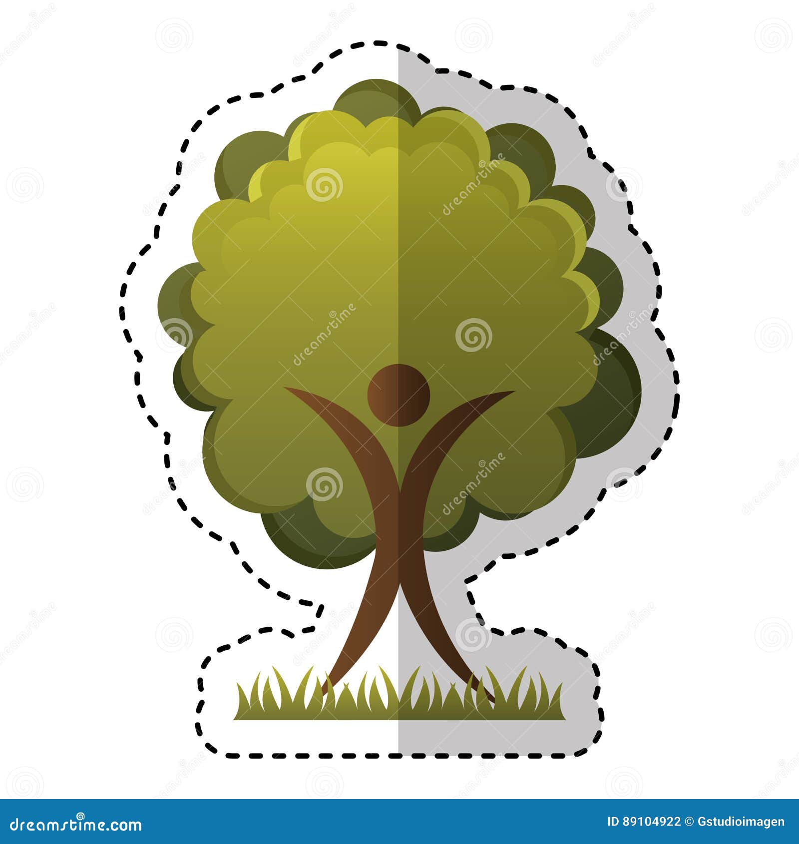 Human Figure with Tree Plant Ecological Icon Stock Vector ...
