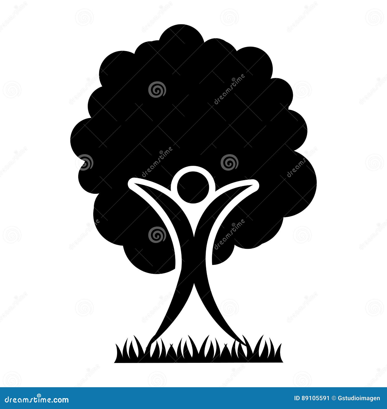 Human Figure with Tree Plant Ecological Icon Stock Vector ...