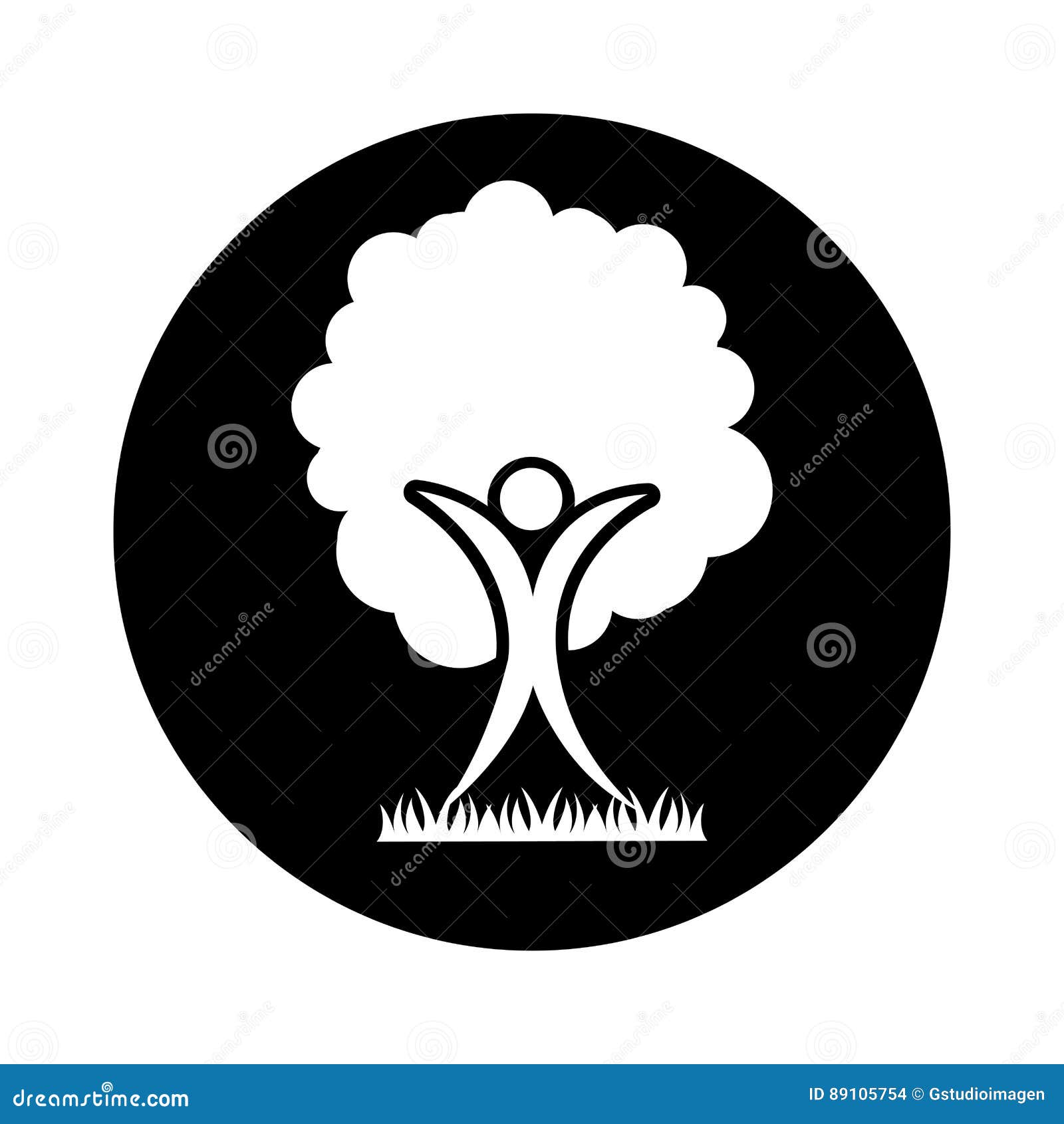 Human Figure with Tree Plant Ecological Icon Stock Vector ...