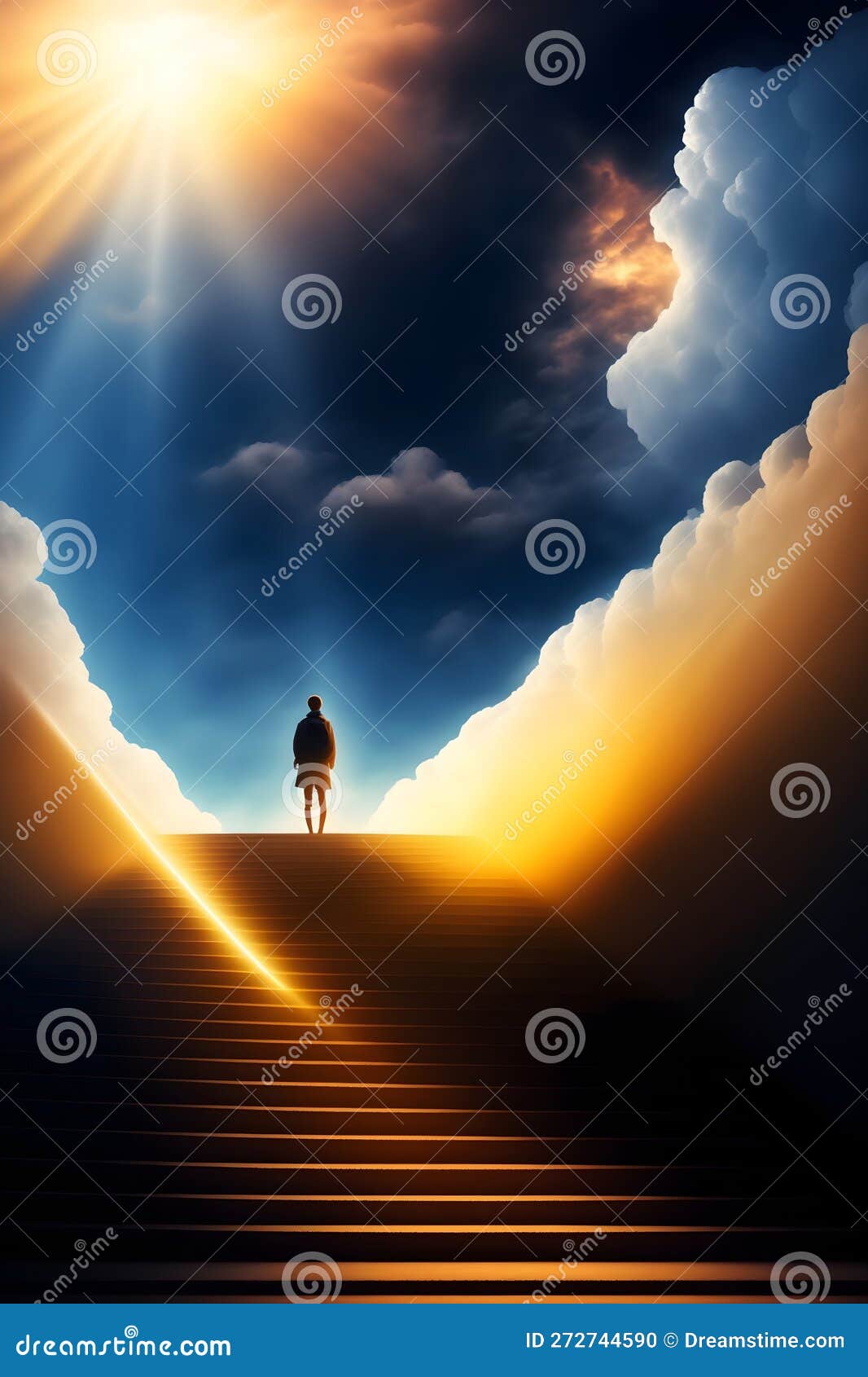 The Human Figures Ascend a Stairway of Clouds To Reach the Heaven ...