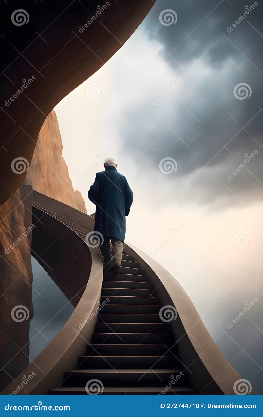 The Human Figures Ascend a Stairway of Clouds To Reach the Heaven ...