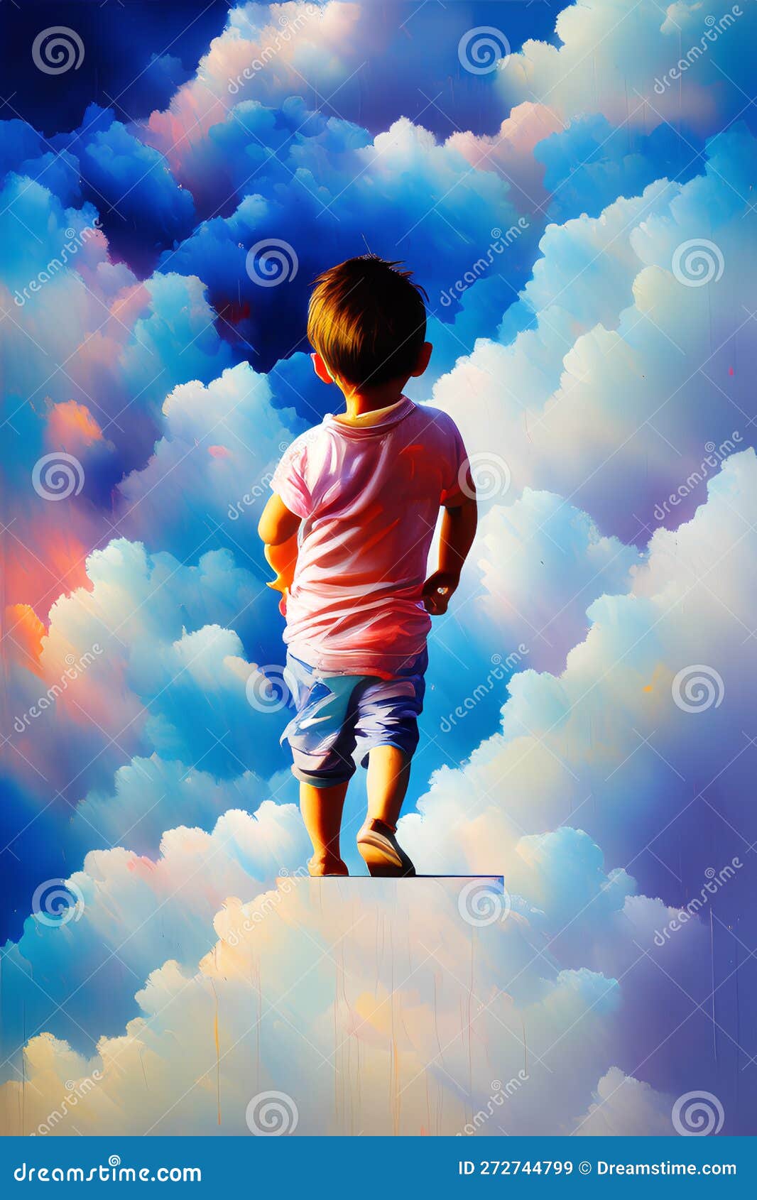 The Human Figures Ascend a Stairway of Clouds To Reach the Heaven ...