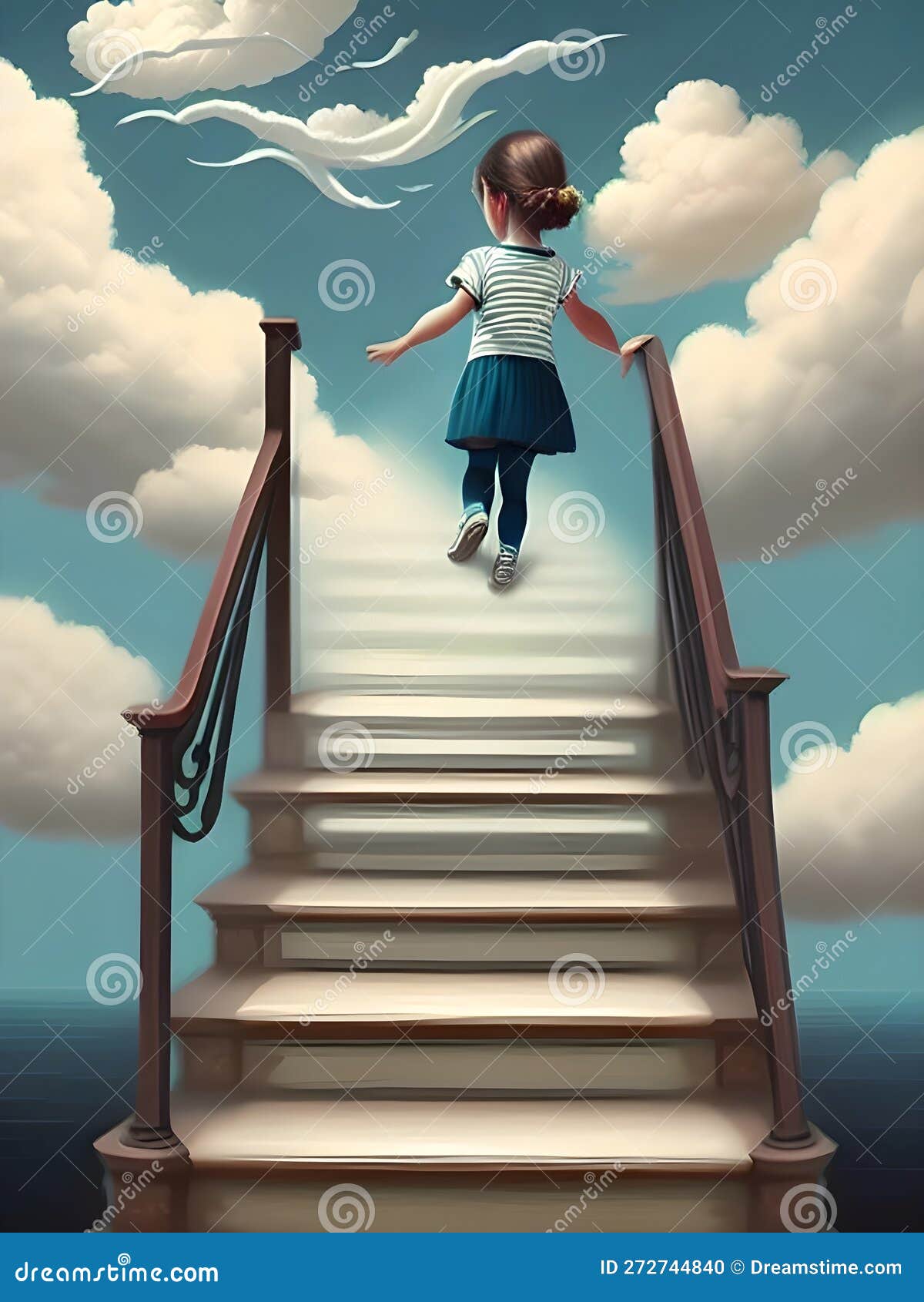 The Human Figures Ascend a Stairway of Clouds To Reach the Heaven ...