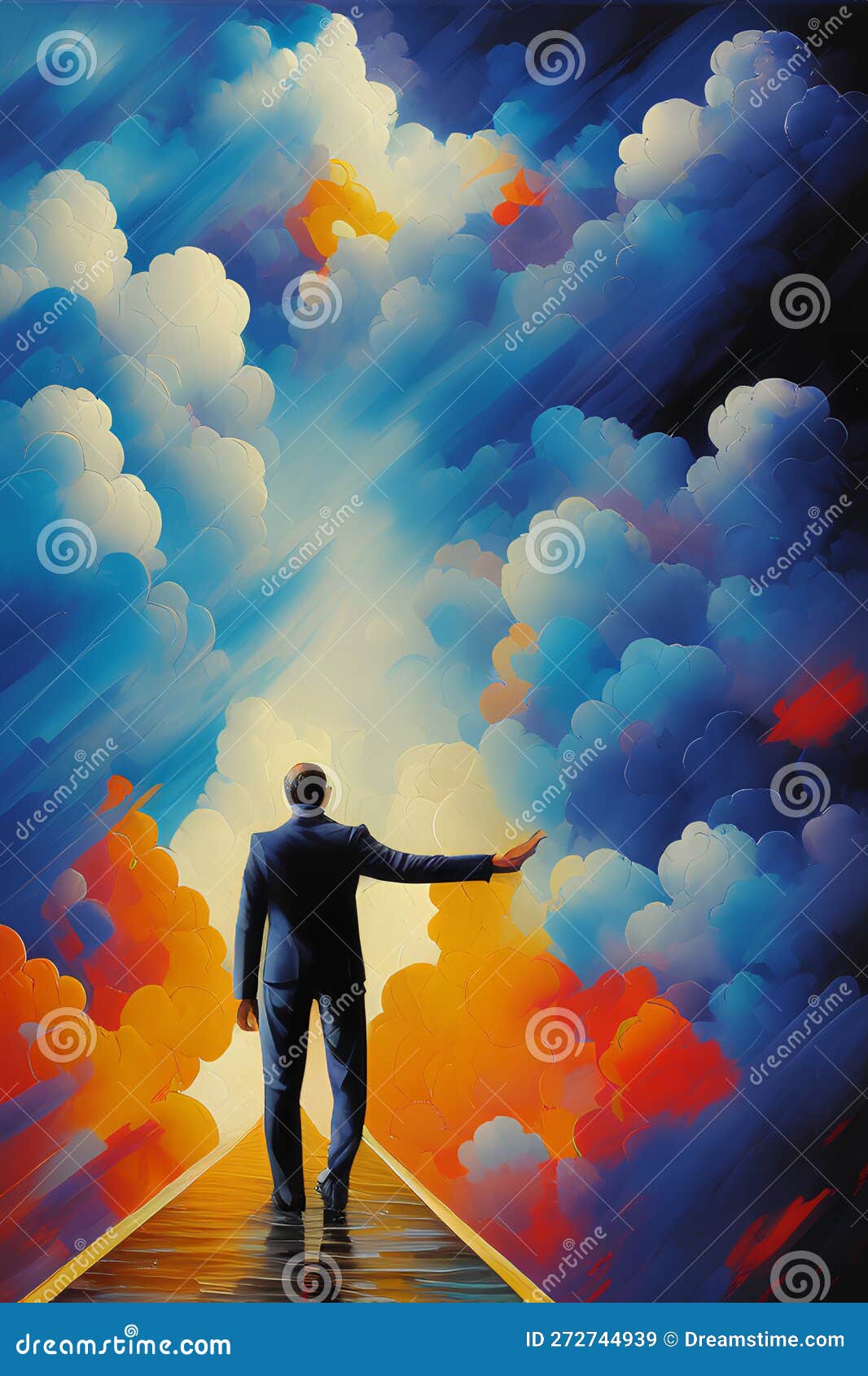 The Human Figures Ascend a Stairway of Clouds To Reach the Heaven ...