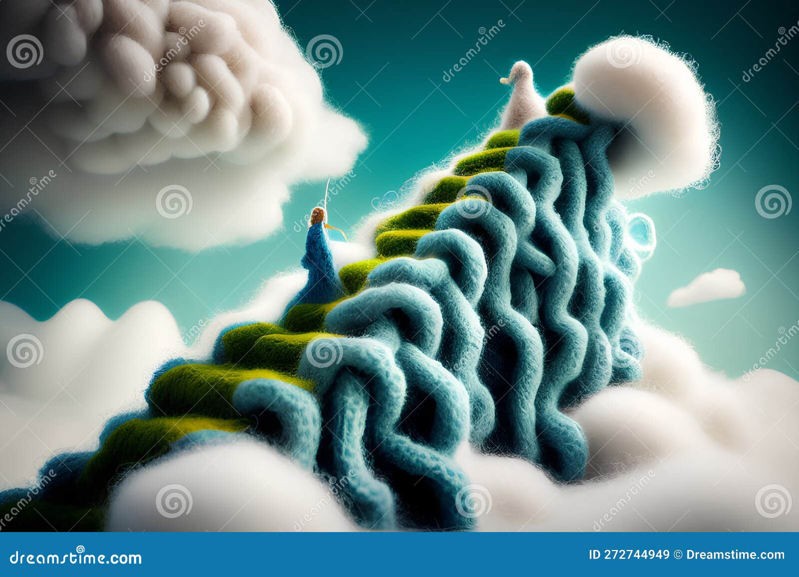 The Human Figures Ascend a Stairway of Clouds To Reach the Heaven ...