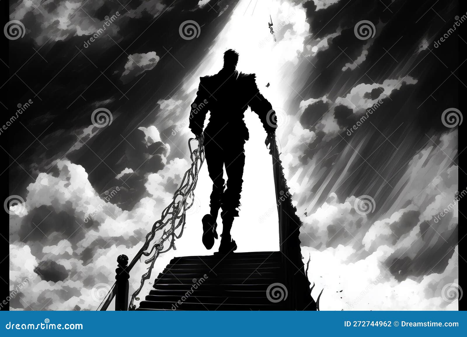 The Human Figures Ascend a Stairway of Clouds To Reach the Heaven ...