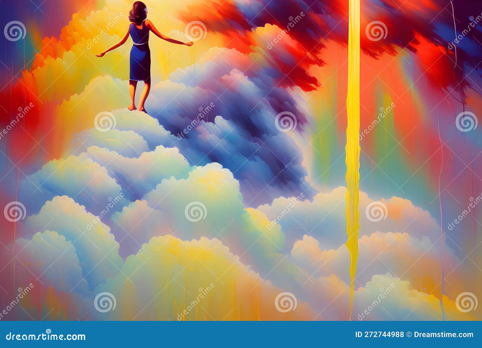 The Human Figures Ascend a Stairway of Clouds To Reach the Heaven ...