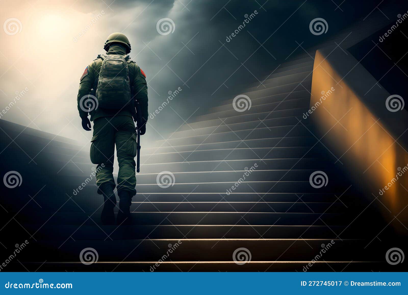 The Human Figures Ascend a Stairway of Clouds To Reach the Heaven ...