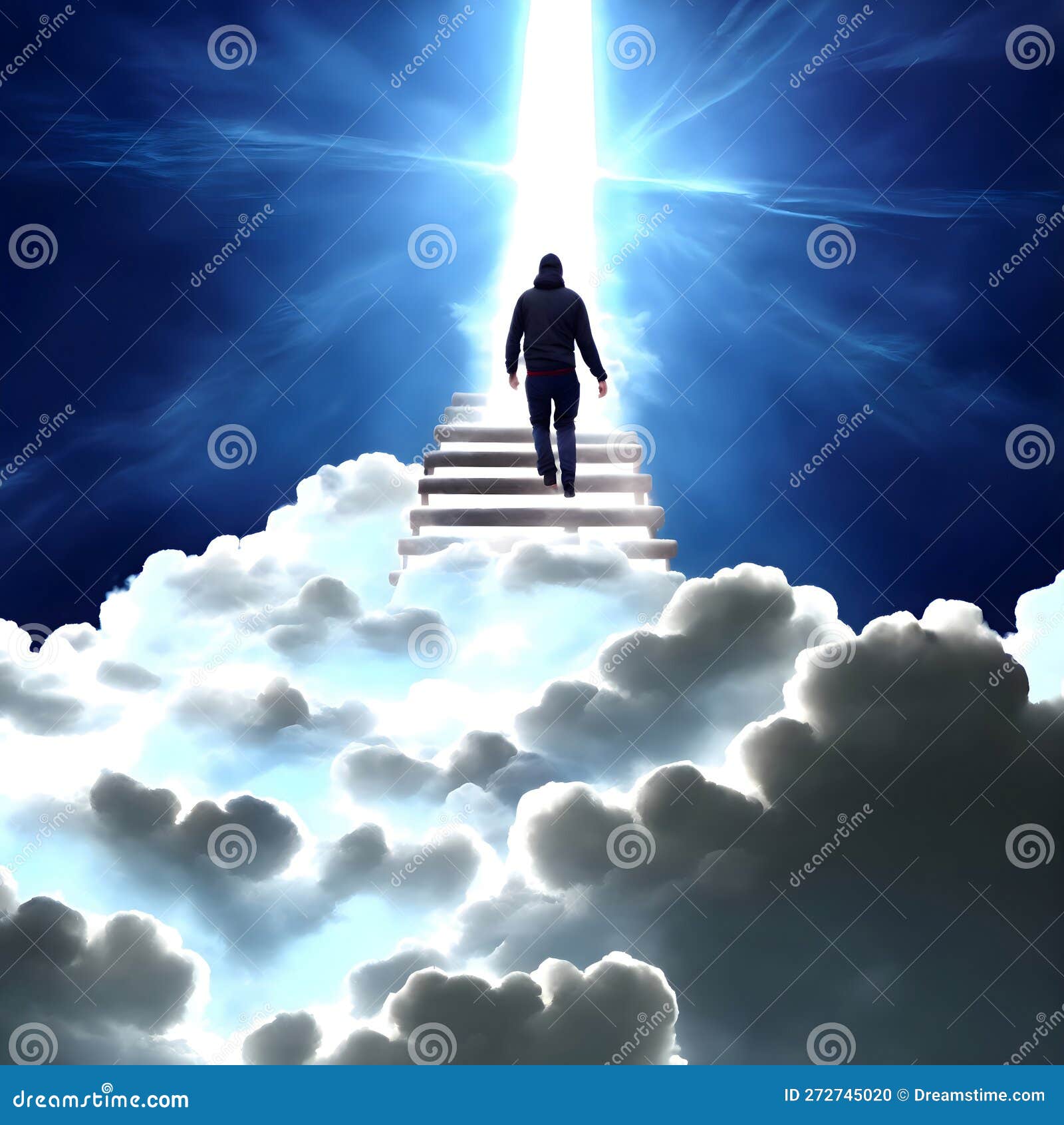 The Human Figures Ascend a Stairway of Clouds To Reach the Heaven ...