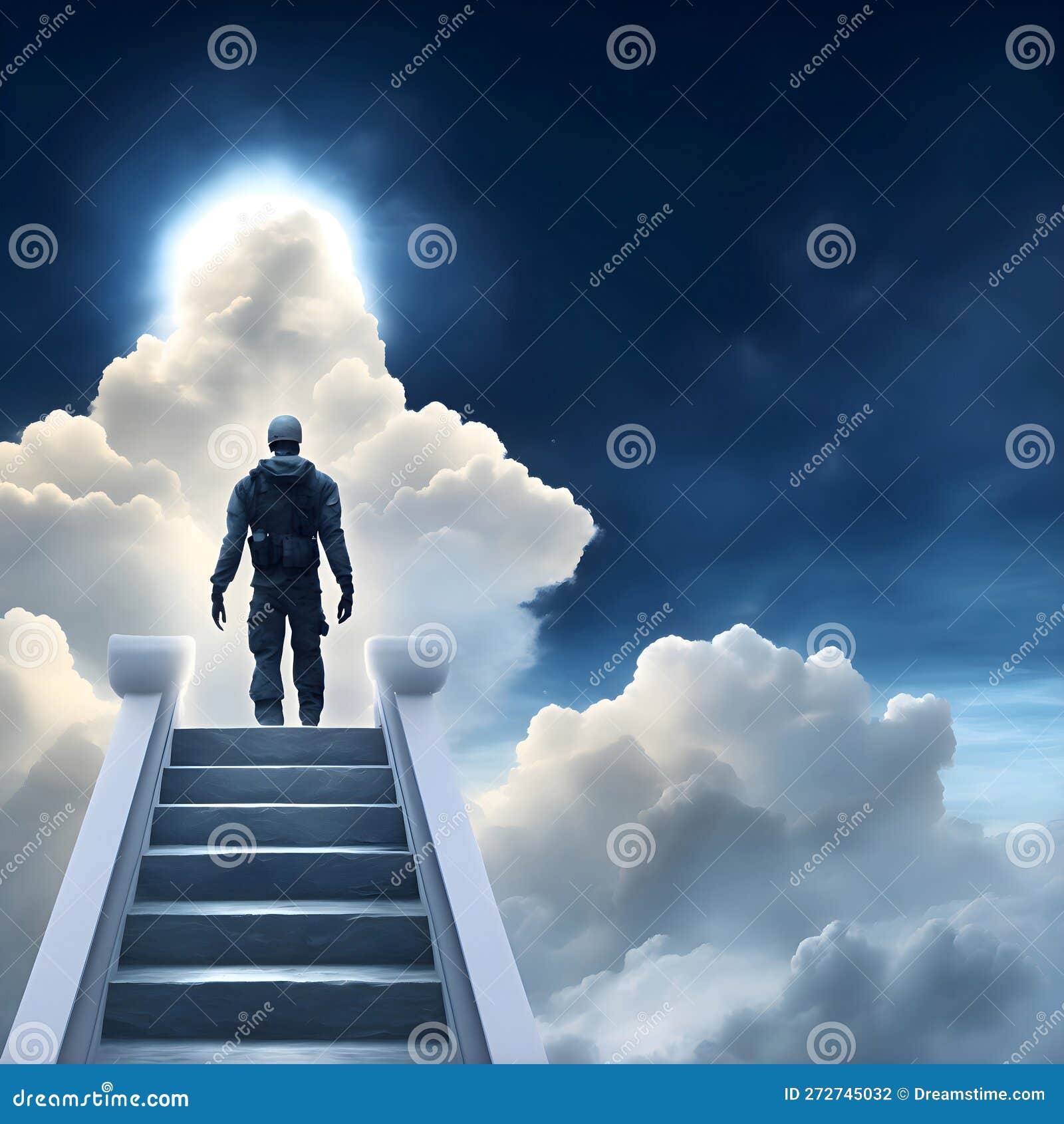 The Human Figures Ascend a Stairway of Clouds To Reach the Heaven ...
