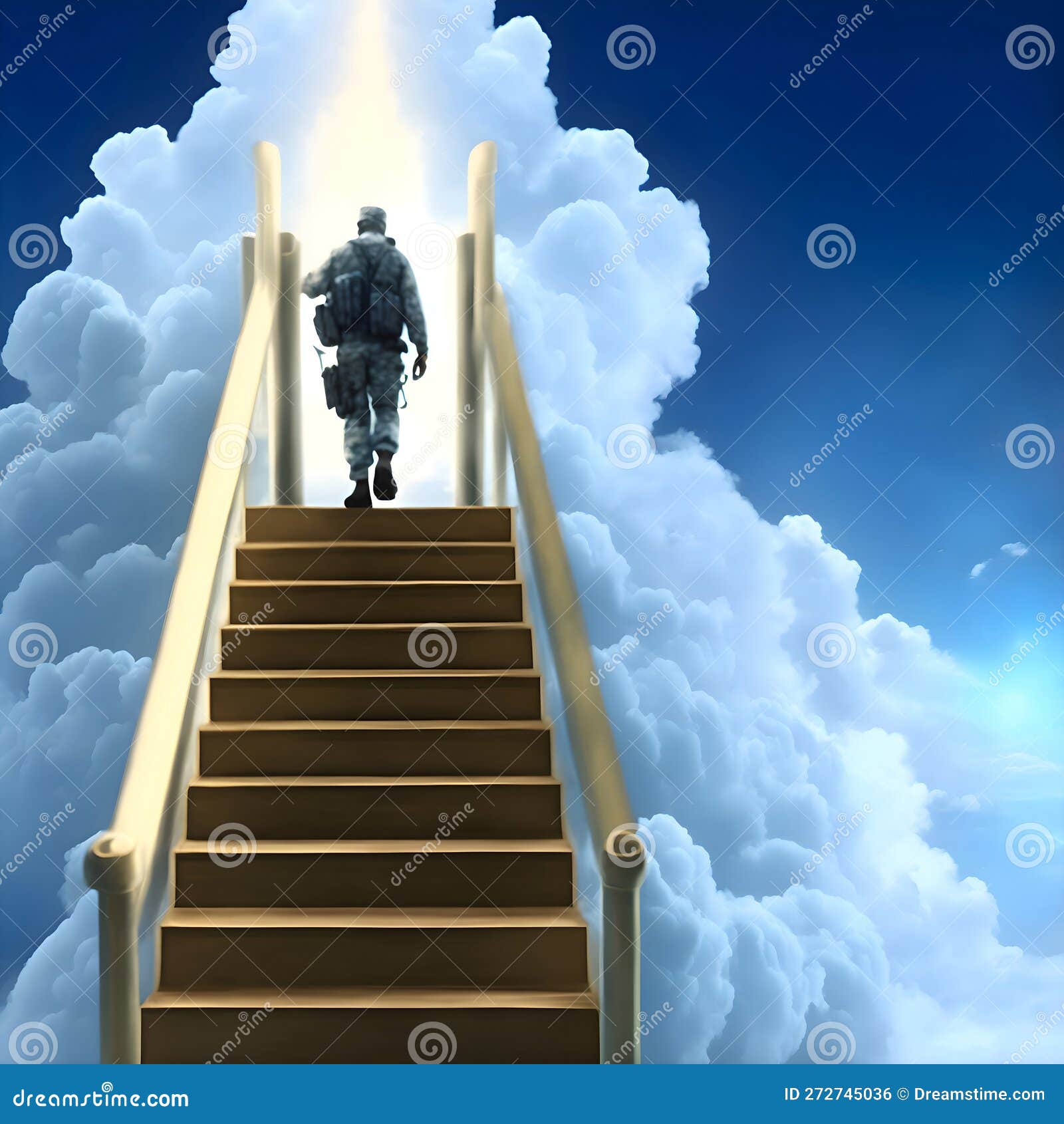 The Human Figures Ascend a Stairway of Clouds To Reach the Heaven ...