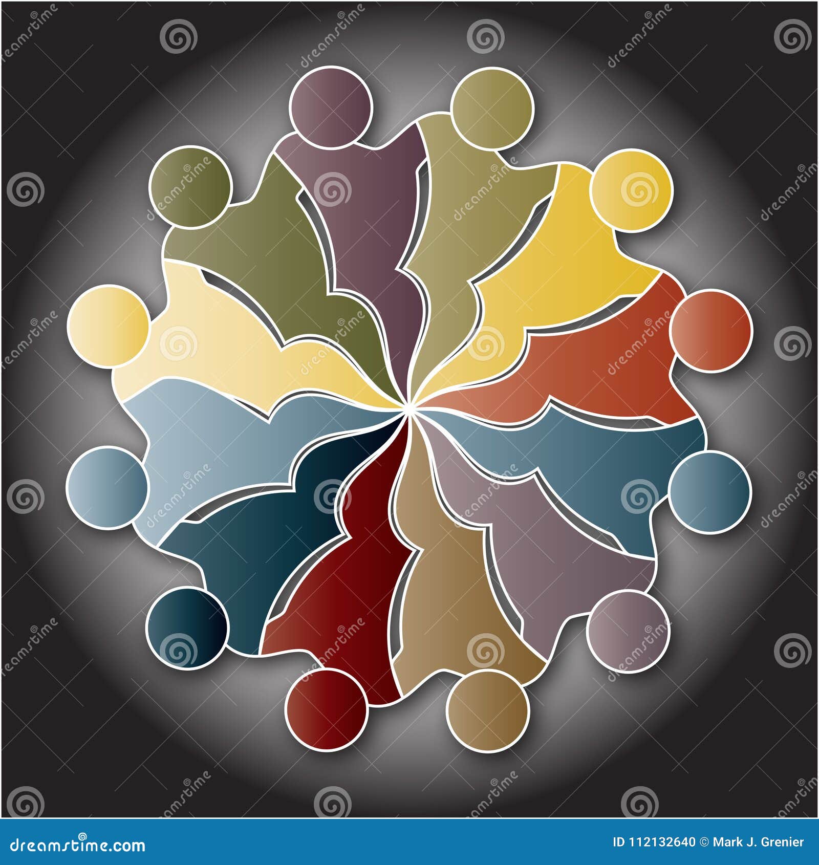 Human Figures Create Teamwork Circle Stock Illustration - Illustration ...