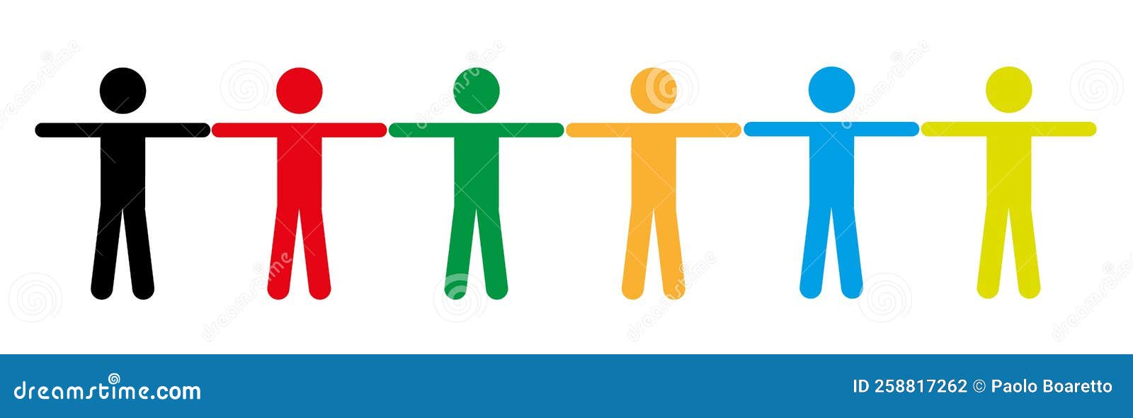 Human Figures in a Row, Vector Illustration Stock Illustration ...