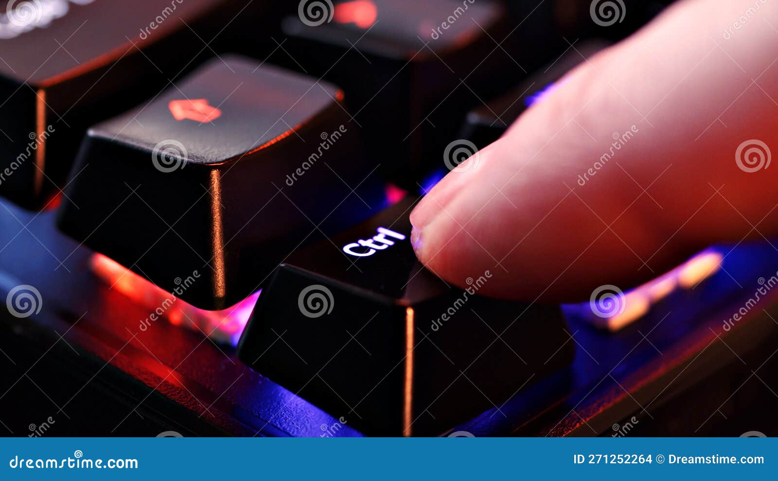 Human Finger Clicks on the Control Key on the Computer Keyboard, Close ...