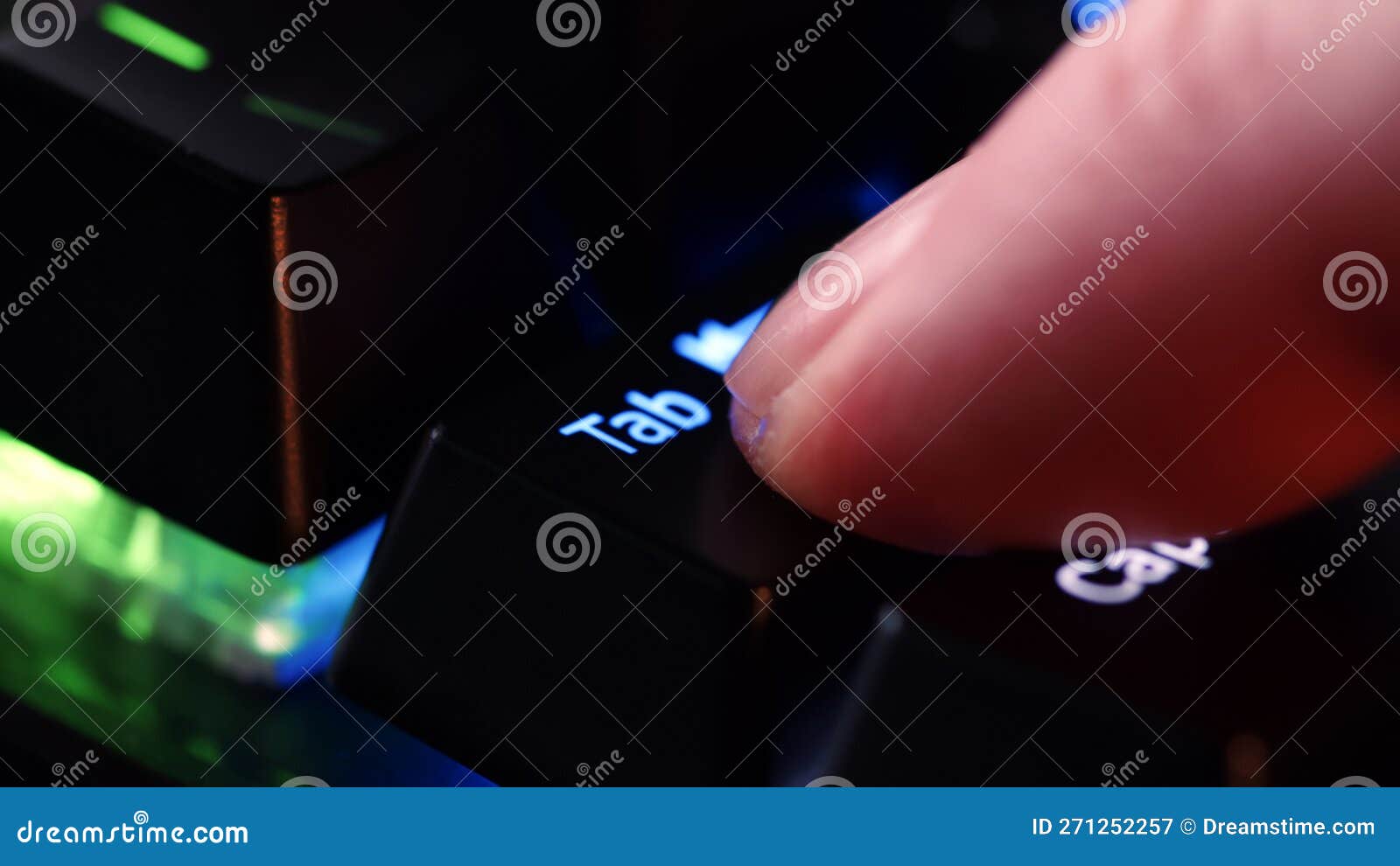 Human Finger Clicks on the Tab Key on the Computer Keyboard, Close Up ...