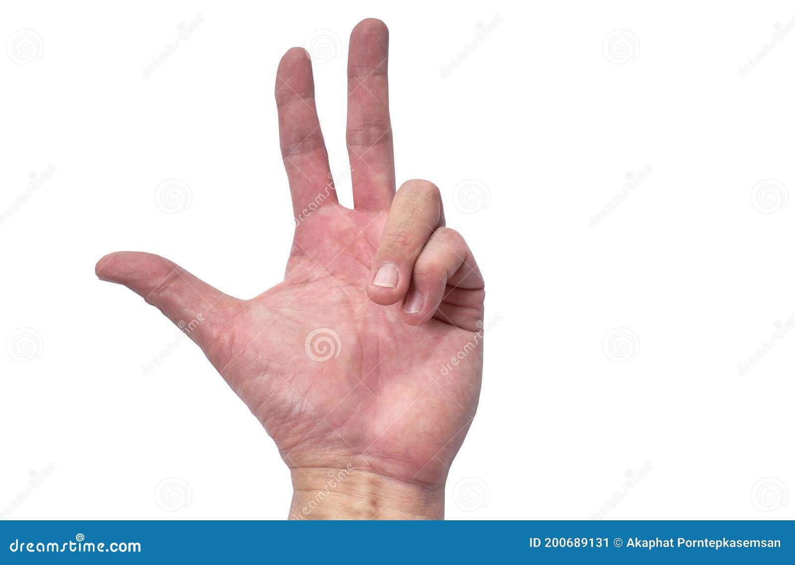 Human Finger Make Three Count Symbol on White Background Stock Image ...